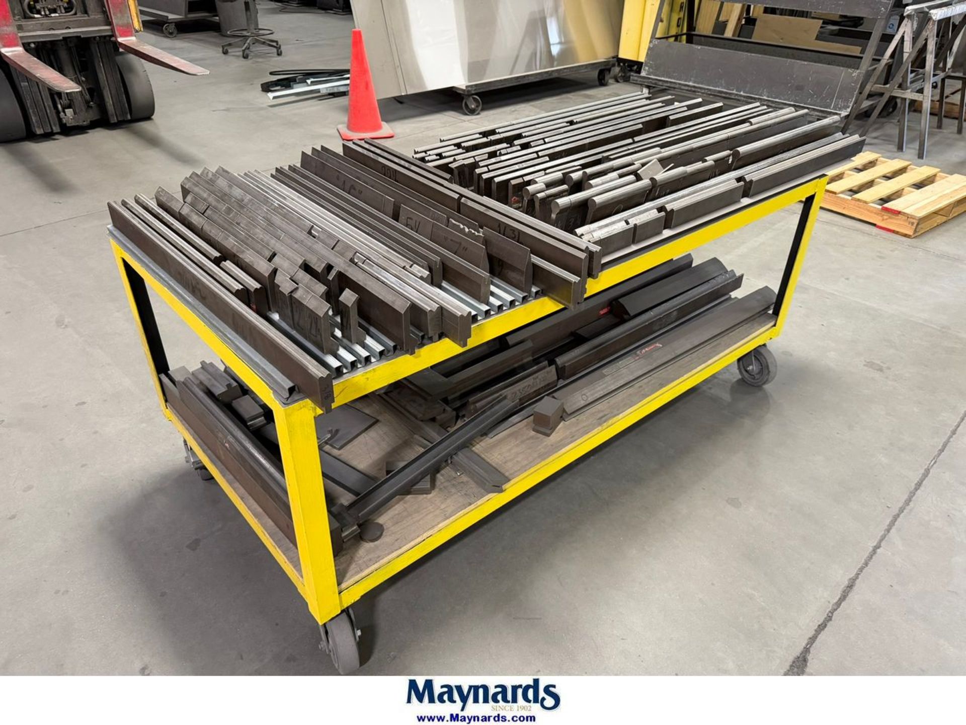 Lot of Press Brake Dies w/ Cart (Yellow) ; Longest Die is 47" Long