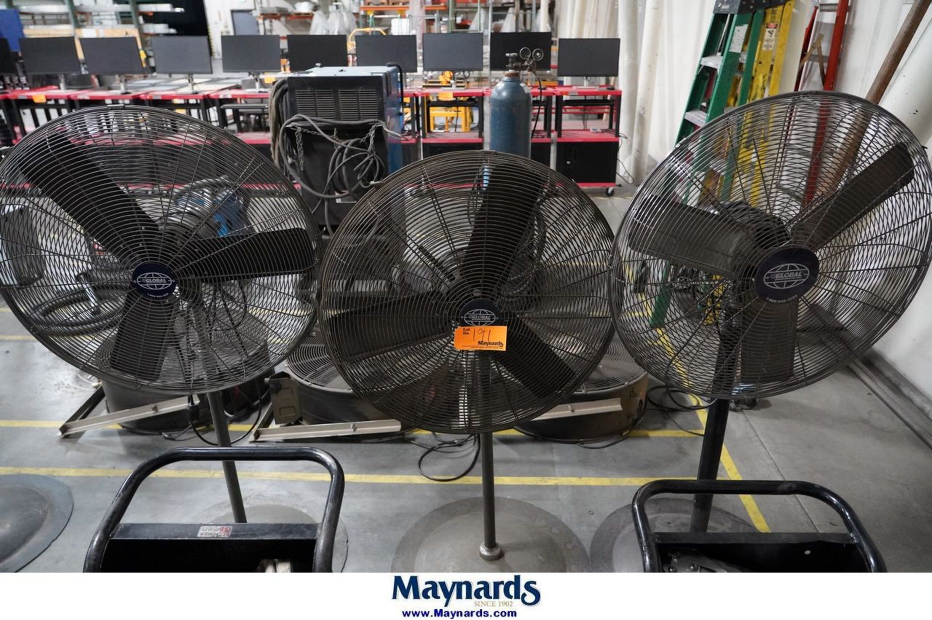 (3) Global Pedestal Style Industrial Shop Fans