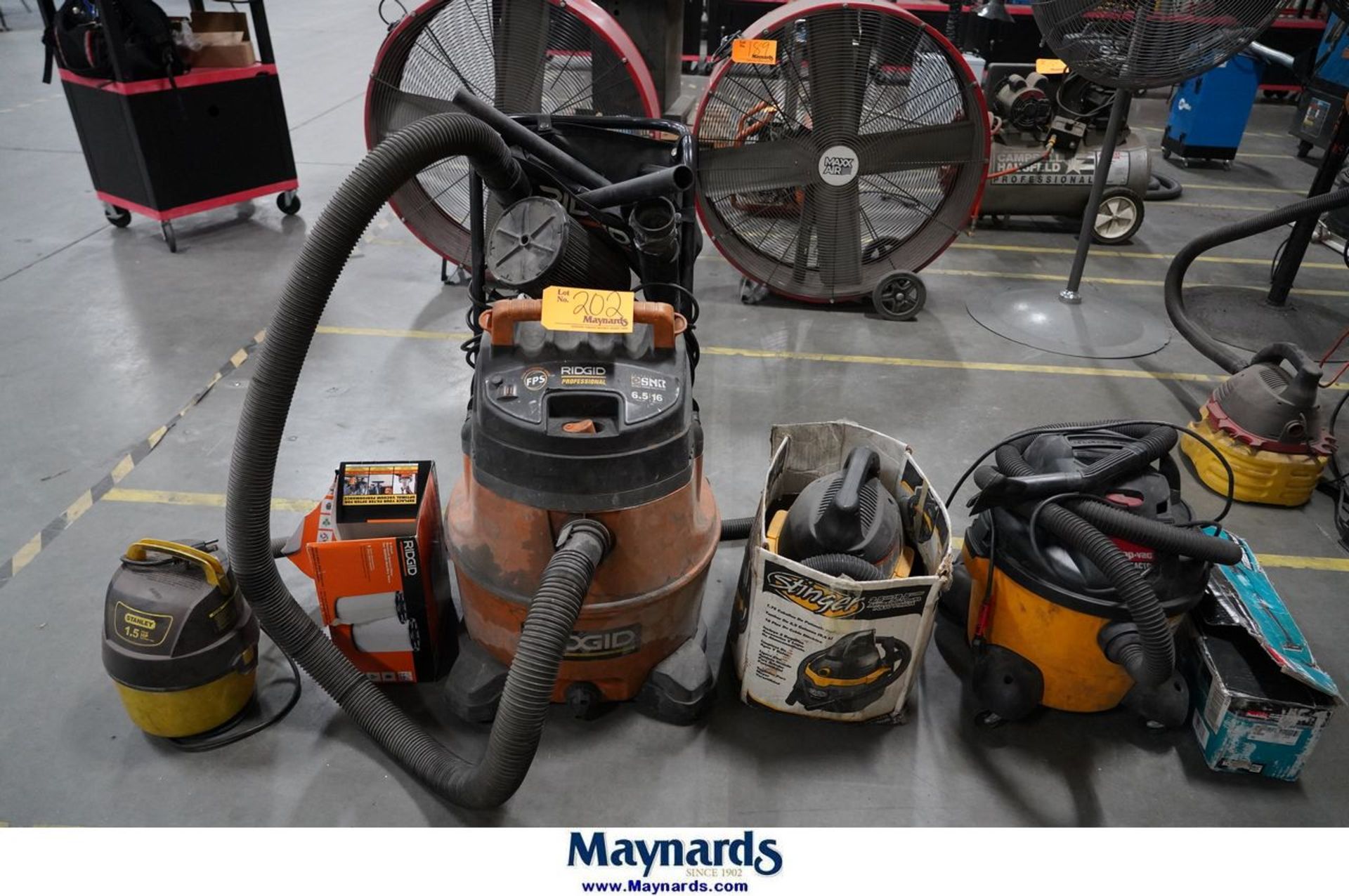 (5) Assorted Vacuums Shop Vac, Ridgid, Stanley and Makita