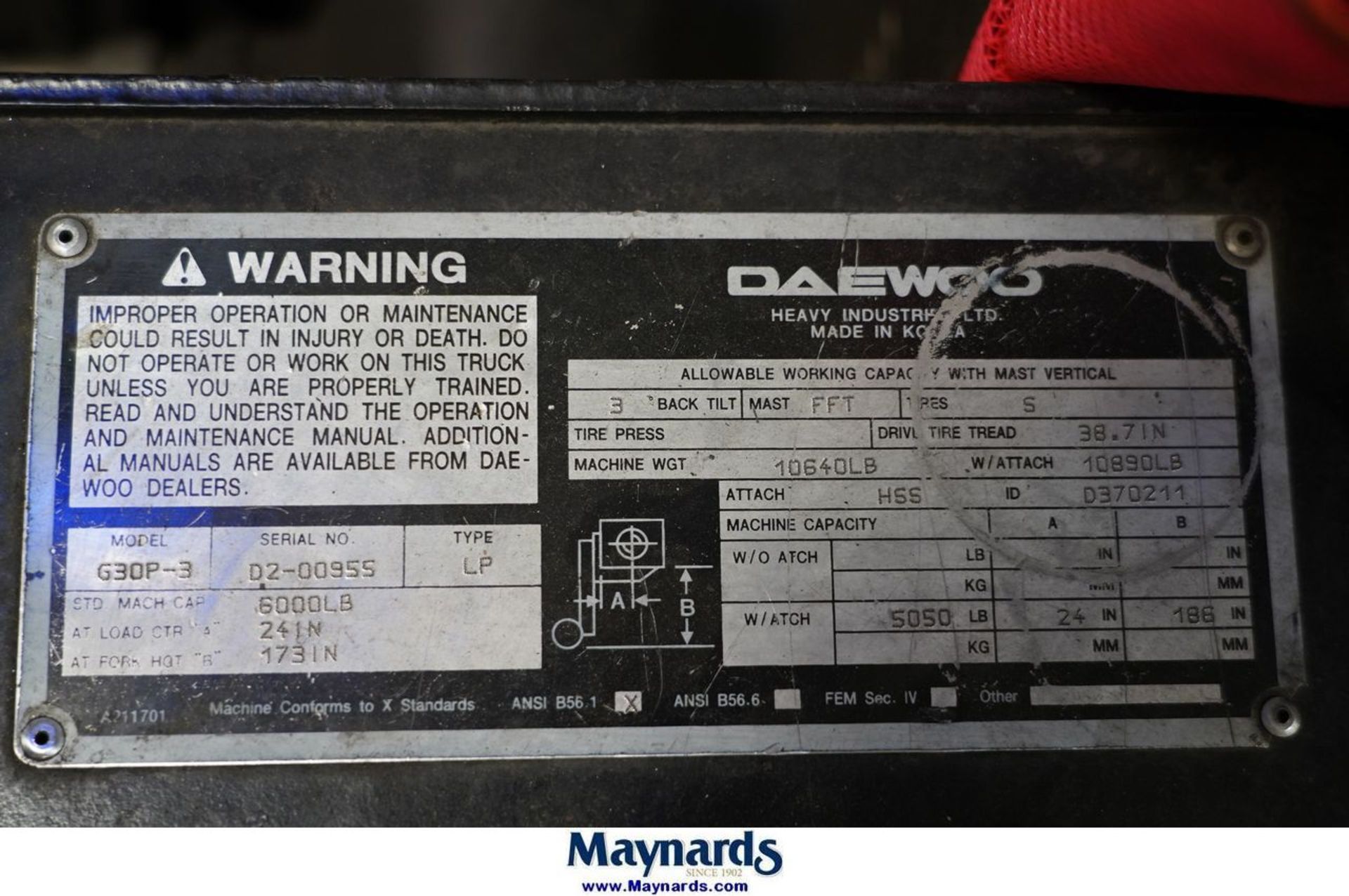 Daewoo G30P-3LP 6000 Lbs. Gas Forklift (Late Delivery 1/30) 6000 Lbs ...