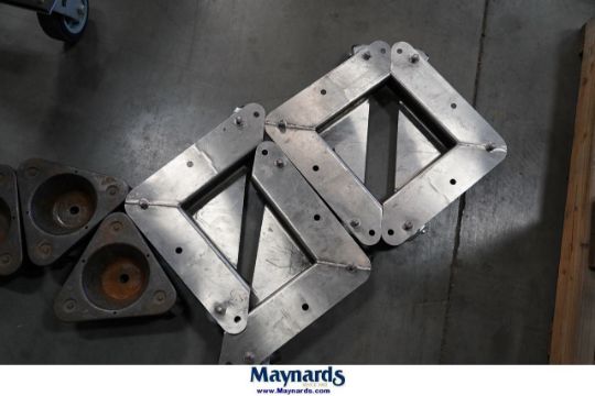 Set of (4) Triangle Cast Machine Skates and (4) Heavy Duty Triangular ...