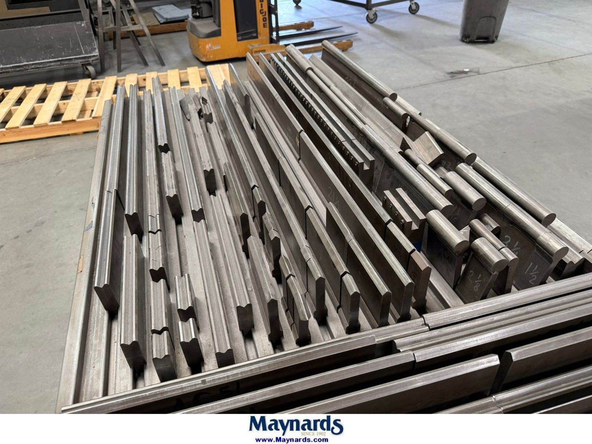 Lot of Press Brake Dies w/ Cart (Yellow) ; Longest Die is 47" Long