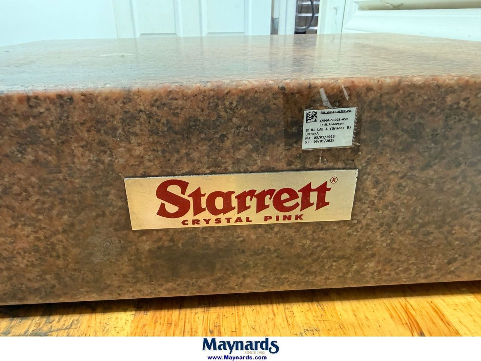 (1) STARRETT pink Granite Table
