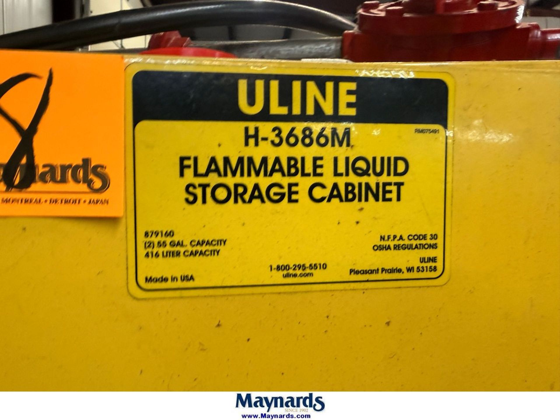 (1) U-LINE H-3686M Flammable storage cabinet 55 Gal. Capacity with ...