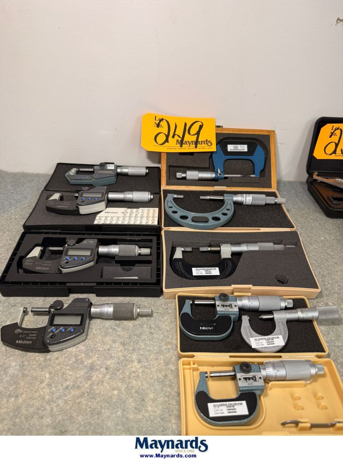 { Group of lots: 249, 250 } (1) Lot of Assorted micrometers