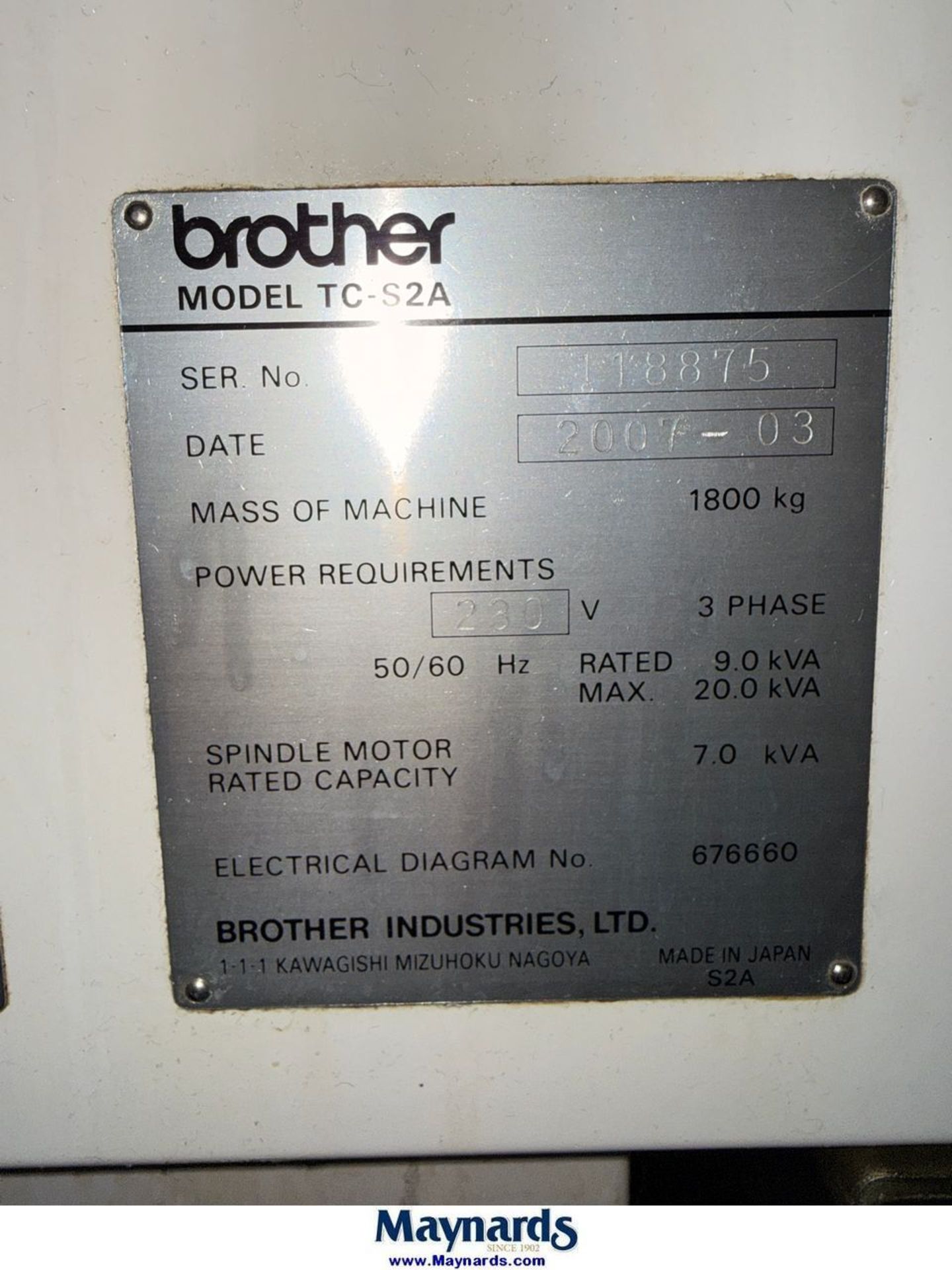 (2007) Brother Model TC-52A, CNC Milling Machine Brother CNC Milling ...