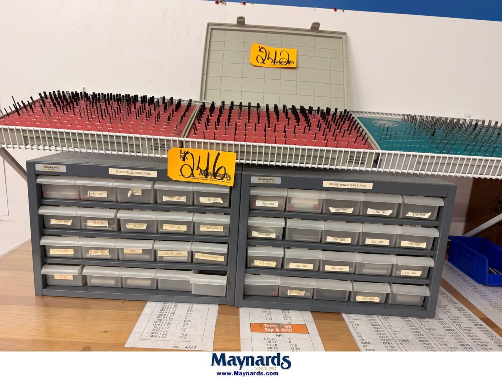 (2) DURHAM storage bins With contents to include spare plug gages ...