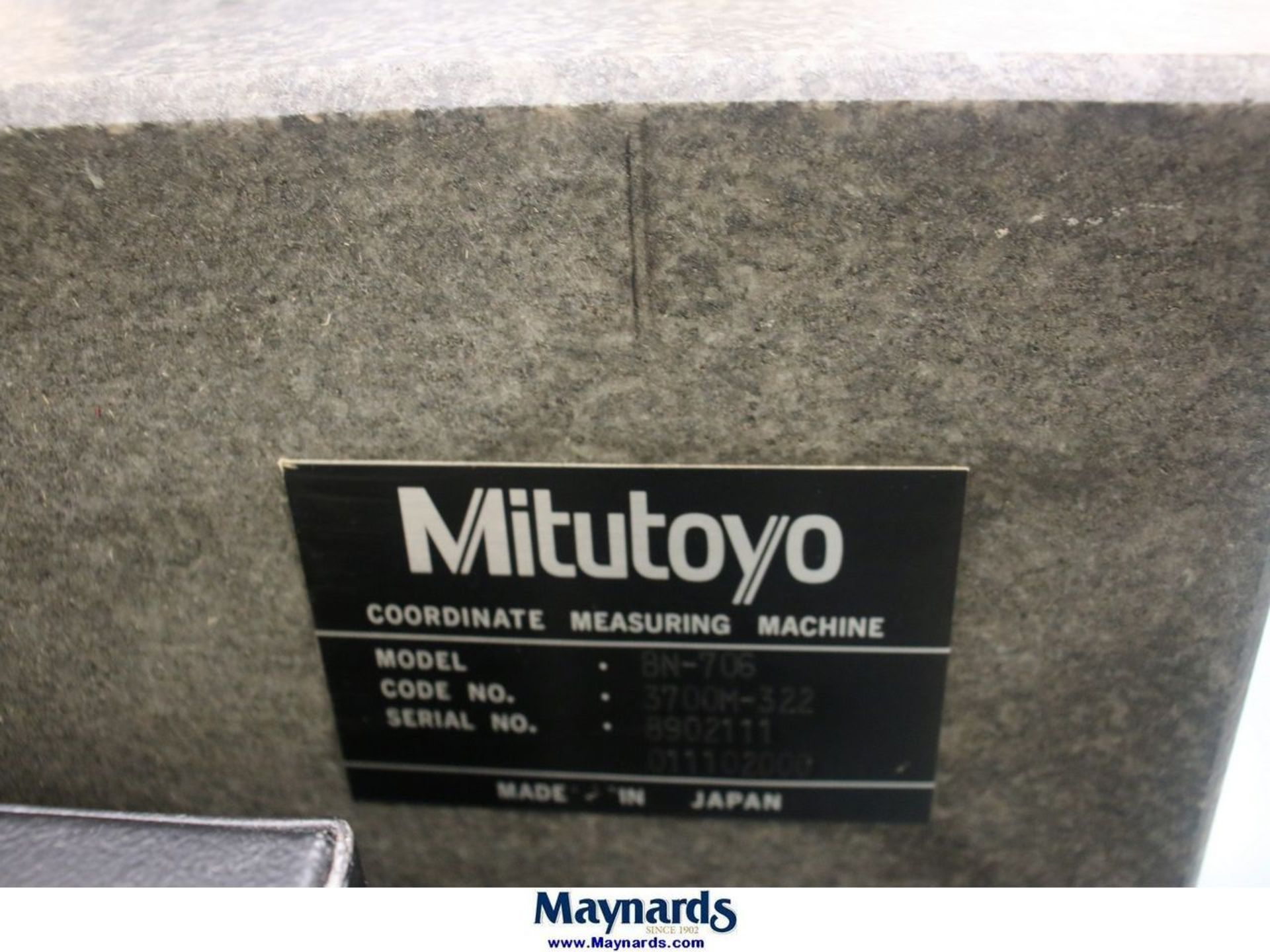 Mitutoyo Model BN-706 Coordinate Measuring Machine Axis Travels: 28"-X ...