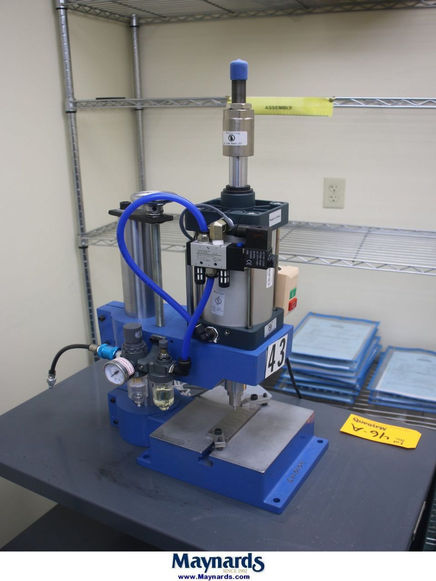 Custom Built Vertical Benchtop Pneumatic Press Includes Metal Cart, S/N ...