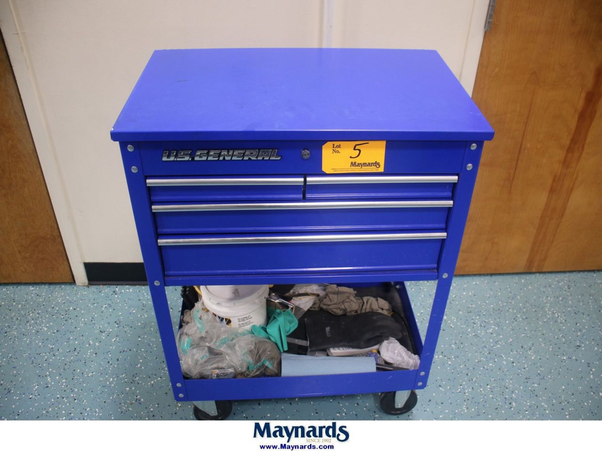 US General 30" 4-Drawer Tech Cart with Contents Includes Assorted Hand ...