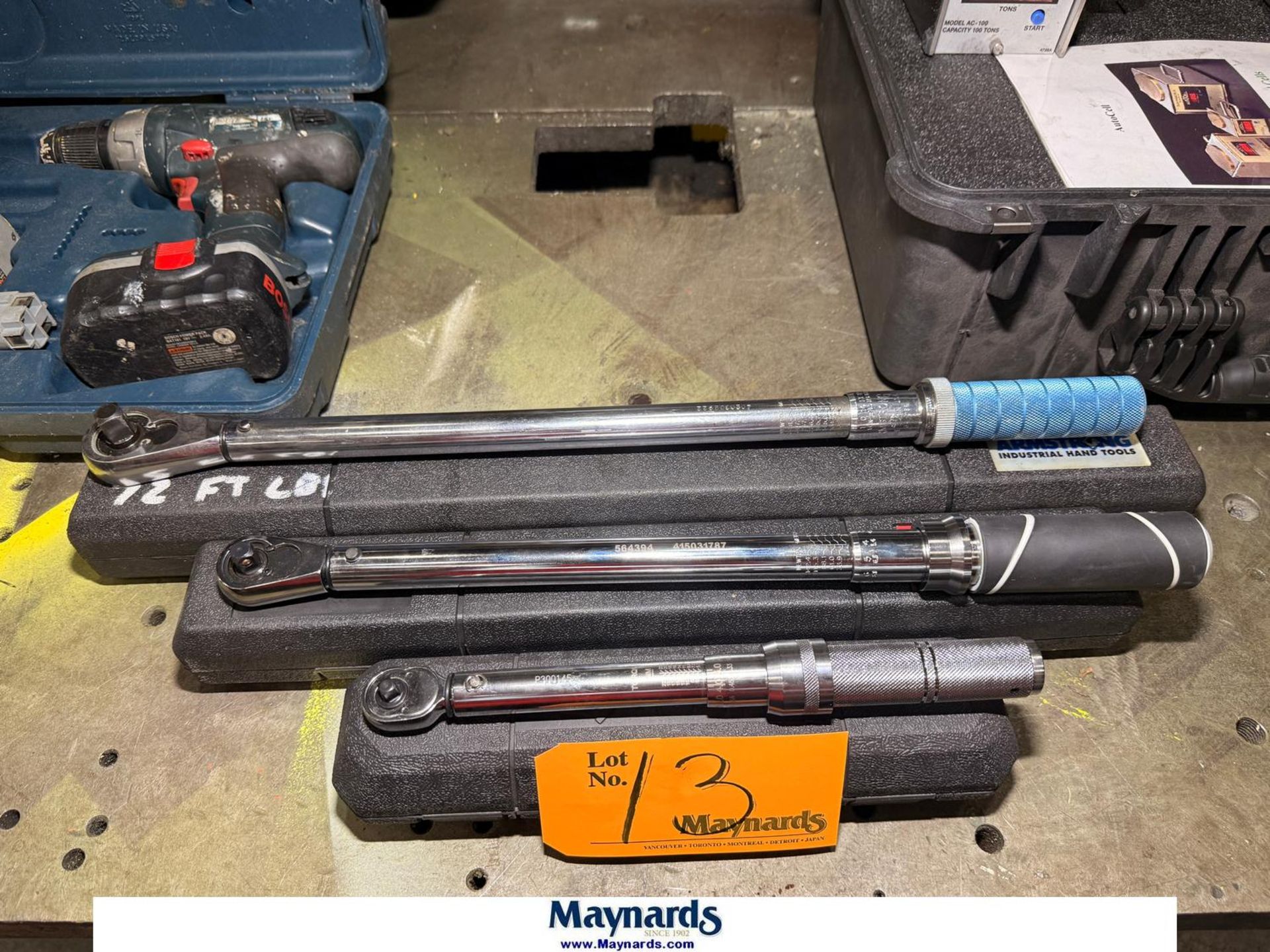 Torque wrenches (1) Lot of (3) Assorted torque wrenches ranging from ...