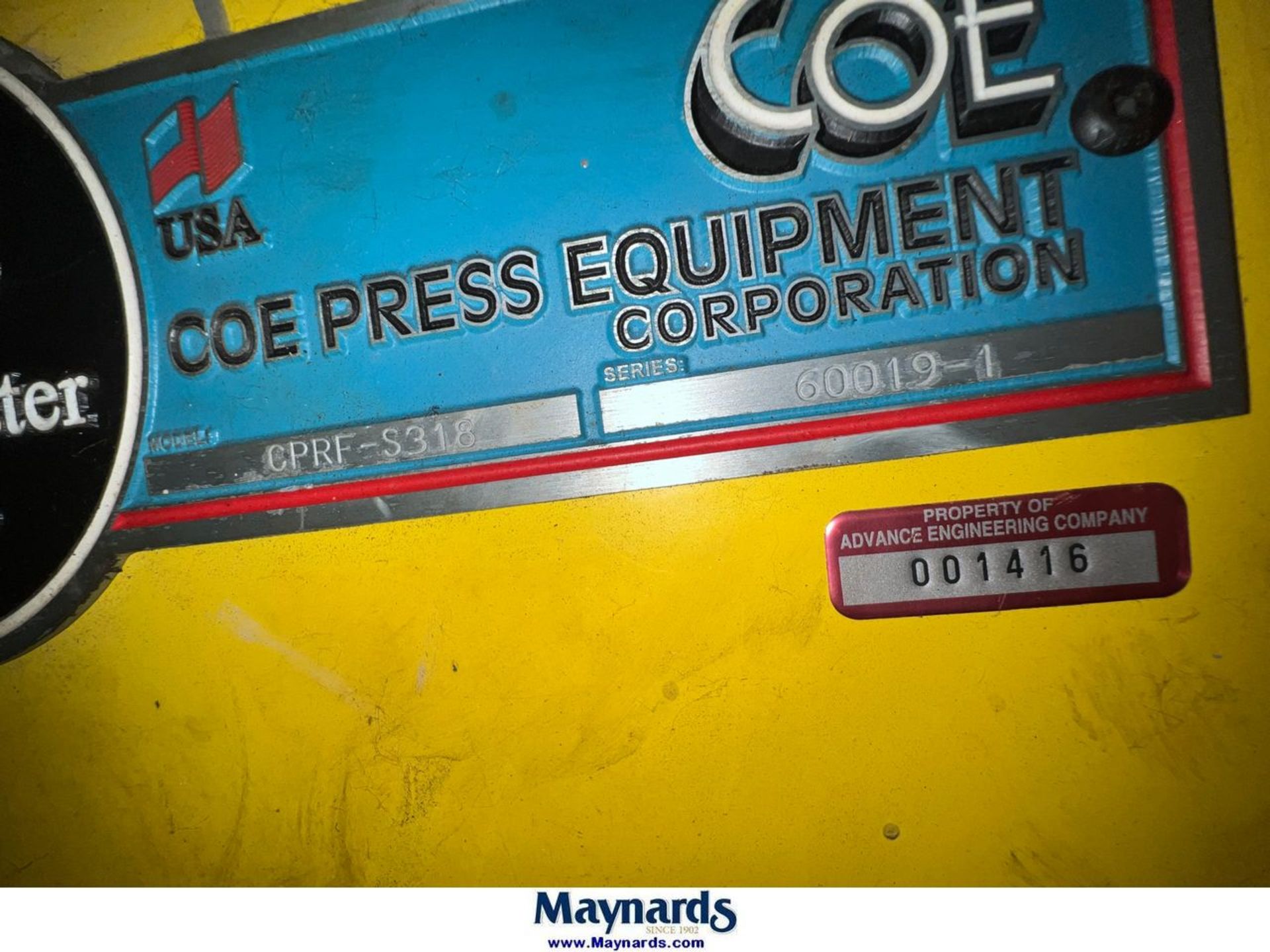 18" Coe #CPRF-S318 Servo Feed with Pull-Through Straightener Servo ...