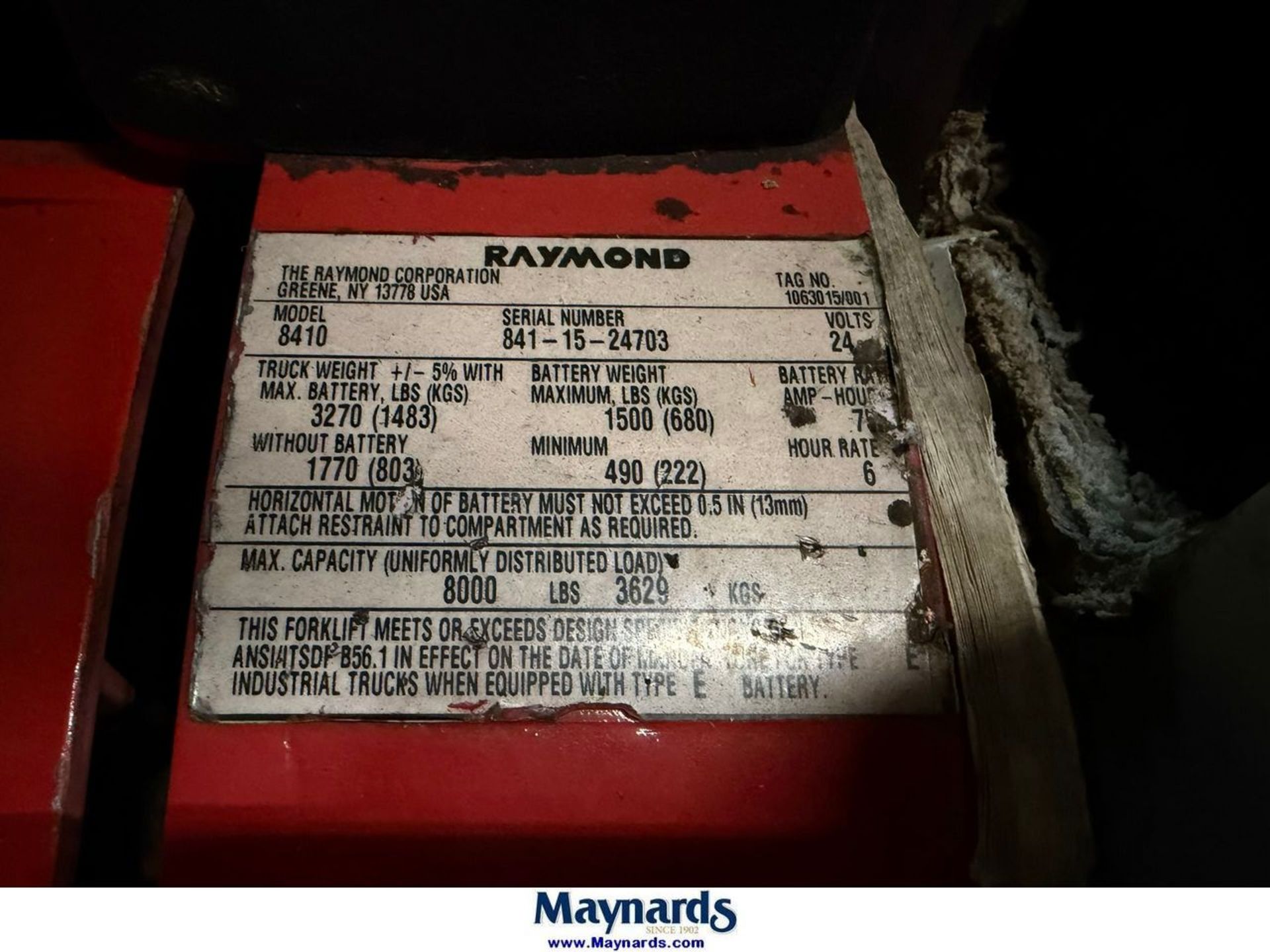 Raymond 8,000 Lb. Cap Electric Pallet Jack (Model 8410) ; 8' Forks, S/N ...