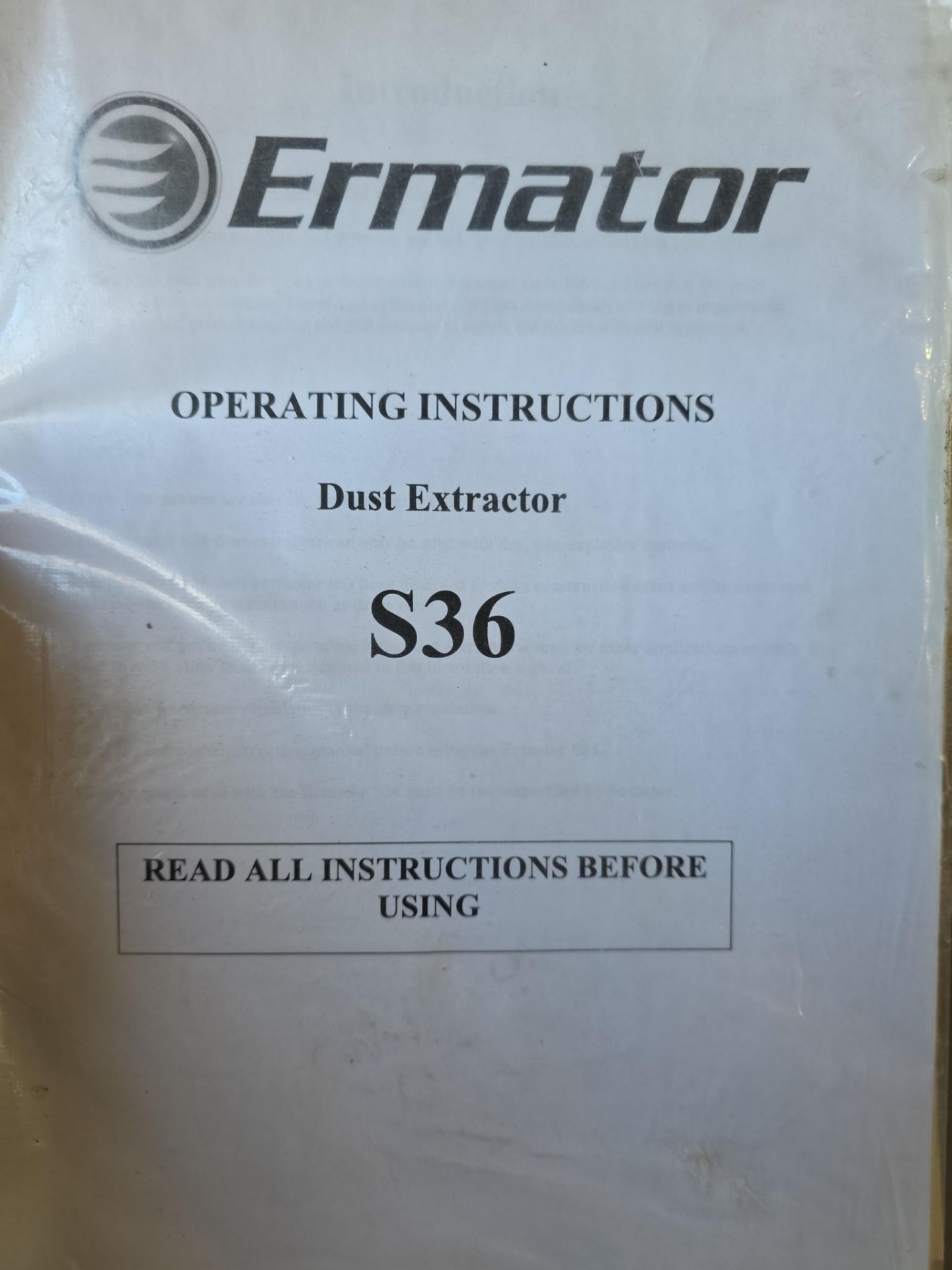 Ermator S36 industrial dust extractor on mobile cart. Hours not ...