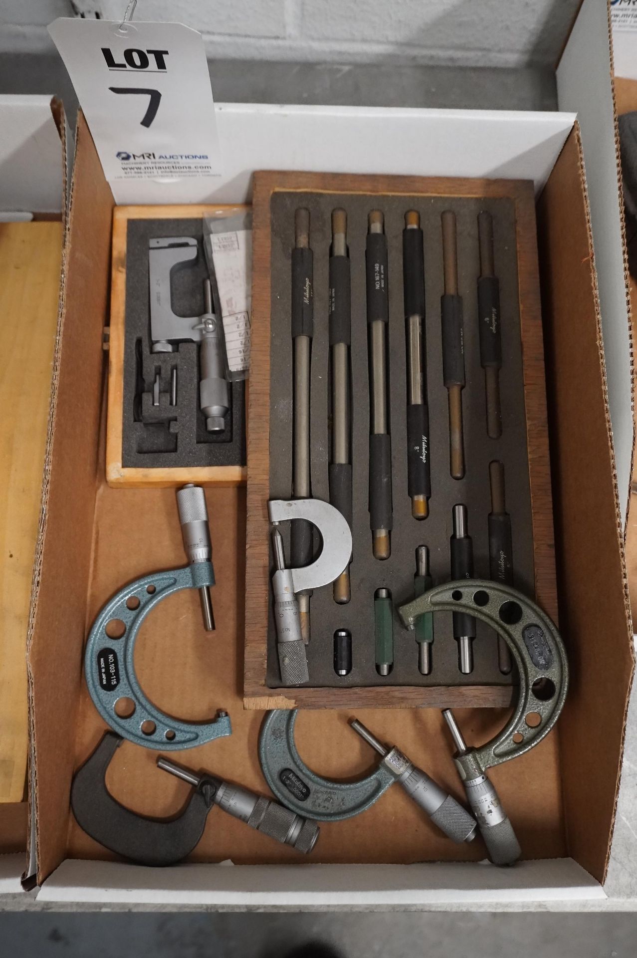 LOT TO INCLUDE: MISC. MITUTOYO OUTSIDE AND ANVIL MICROMETERS, MITUTOYO ...
