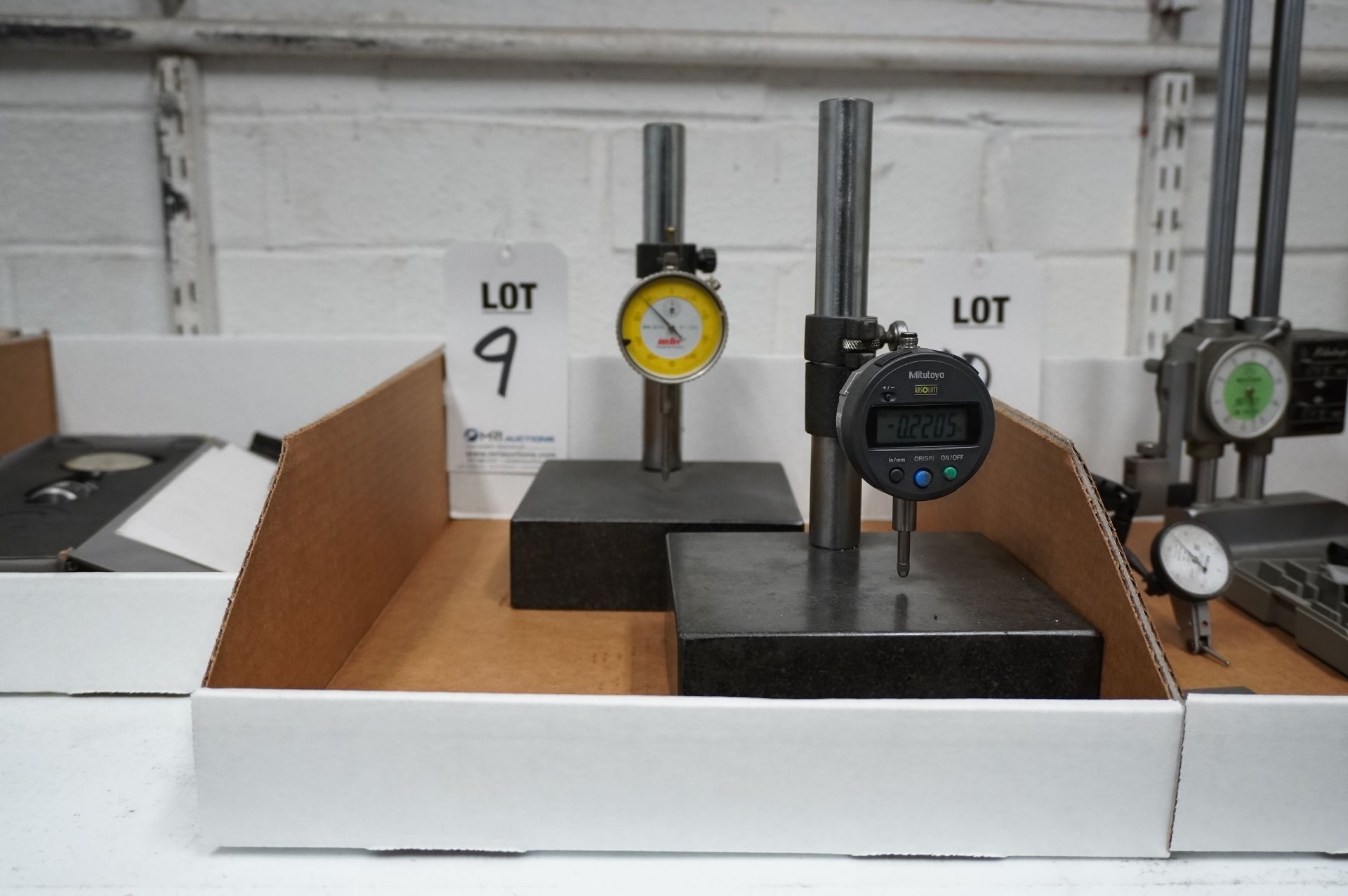 LOT TO INCLUDE: (1) GRANITE BASE INDICATOR STAND WITH MITUTOYO ...