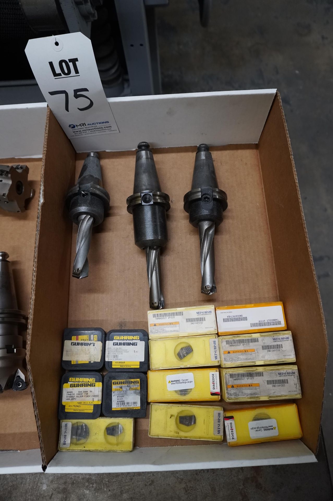 (3) CAT40 TOOL HOLDERS WITH INDEXABLE DRILLS, VARIED SIZES, TO INCLUDE ...