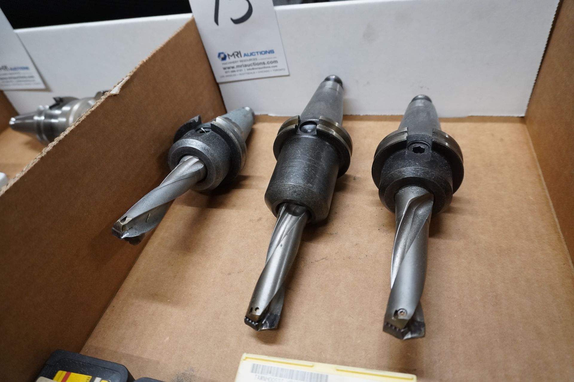 (3) CAT40 TOOL HOLDERS WITH INDEXABLE DRILLS, VARIED SIZES, TO INCLUDE ...