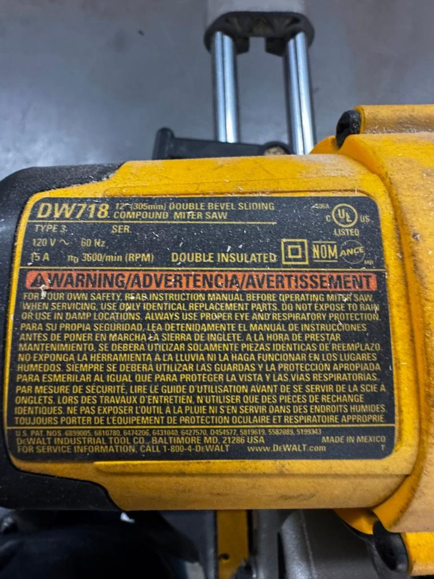 Dewalt Double Bevel Sliding Compound Miter Saw, Model DW718, w/ Miter ...