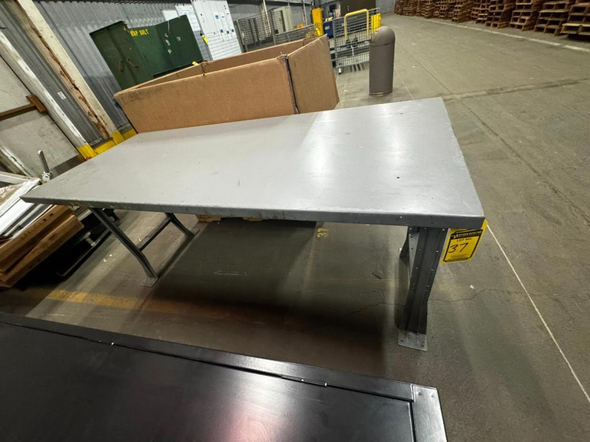 { Group of lots: 36, 37 } Metal Work Table, 6' Long X 30" Wide ($10 ...