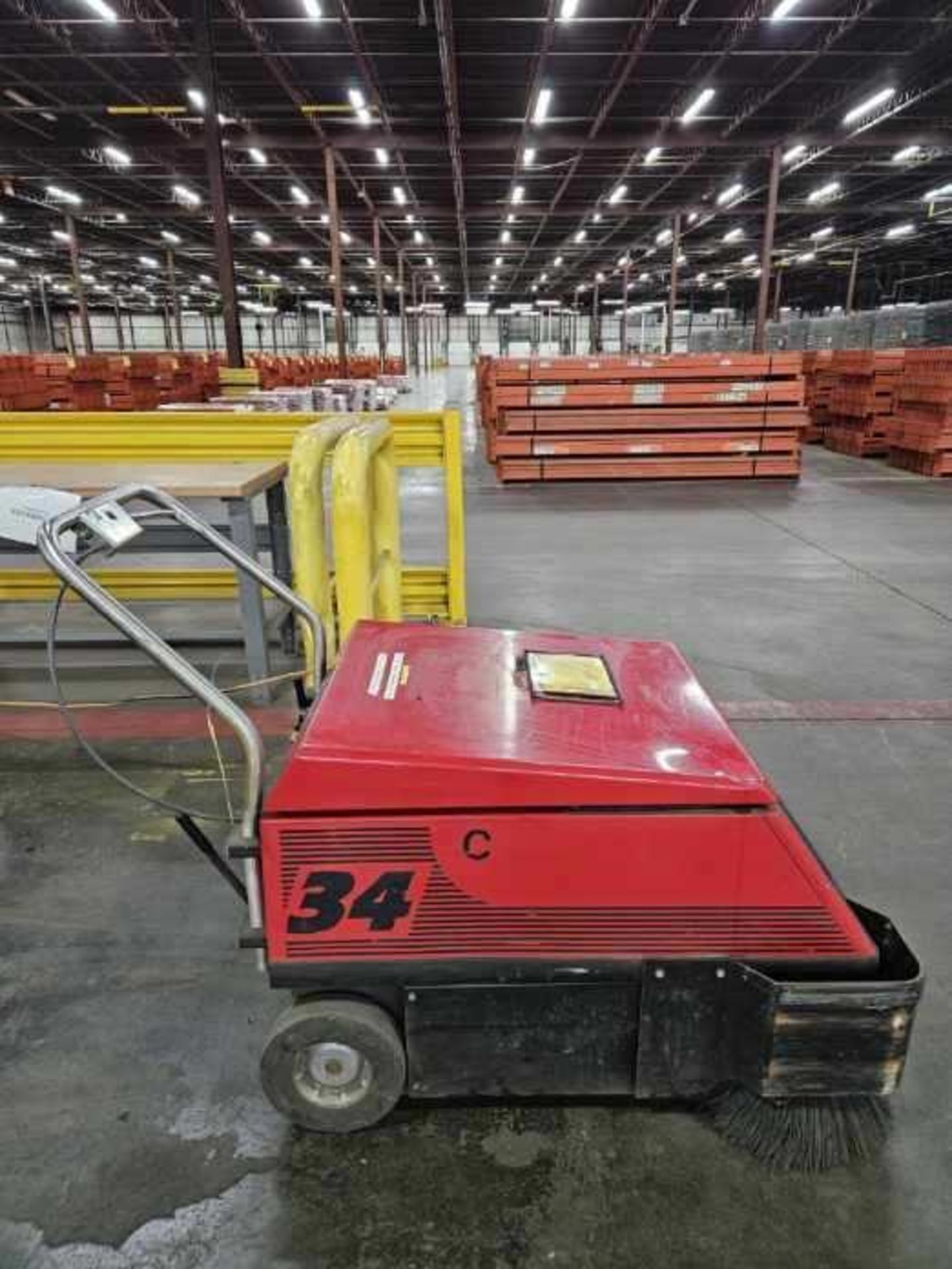 Factory Cat Walk-Behind Floor Sweeper, Model 34, S/N 34-10906