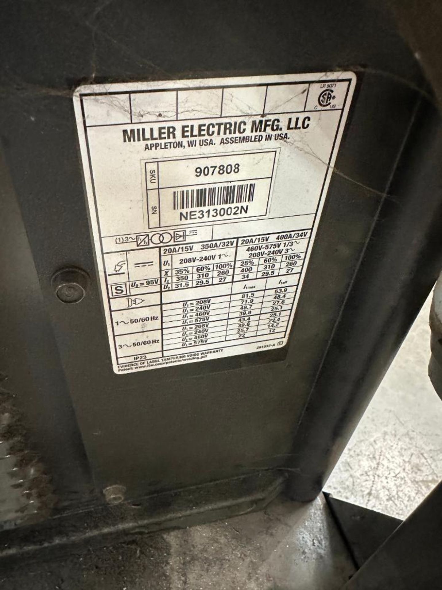 Miller MillerMatic 355 Welder, 208v/240v/460v/575v Single-Phase/3-Phase ...