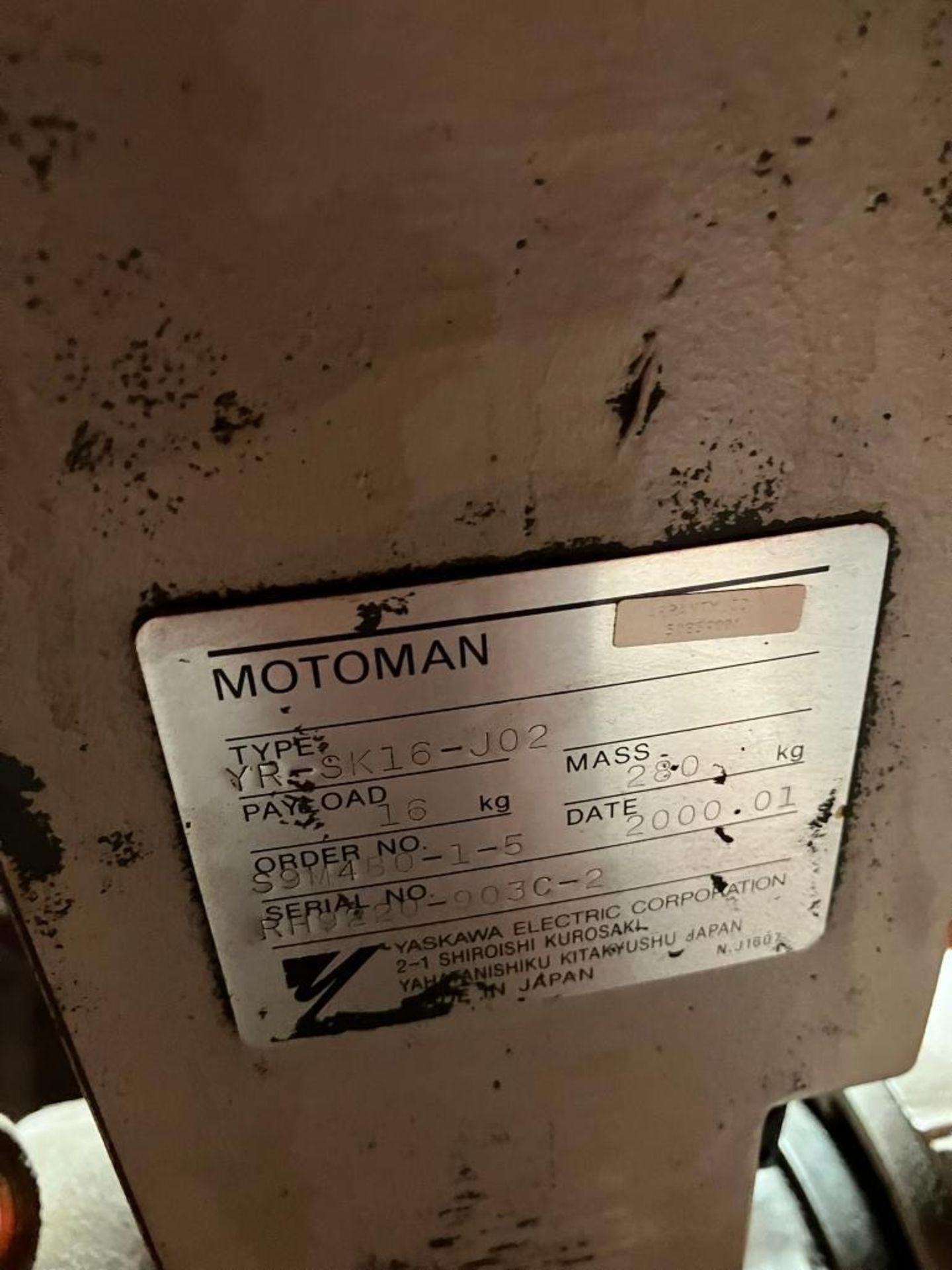 Welding Cell Consisting of Motoman SK16 6-Axis CNC Robot w/ Yasnac SRC ...