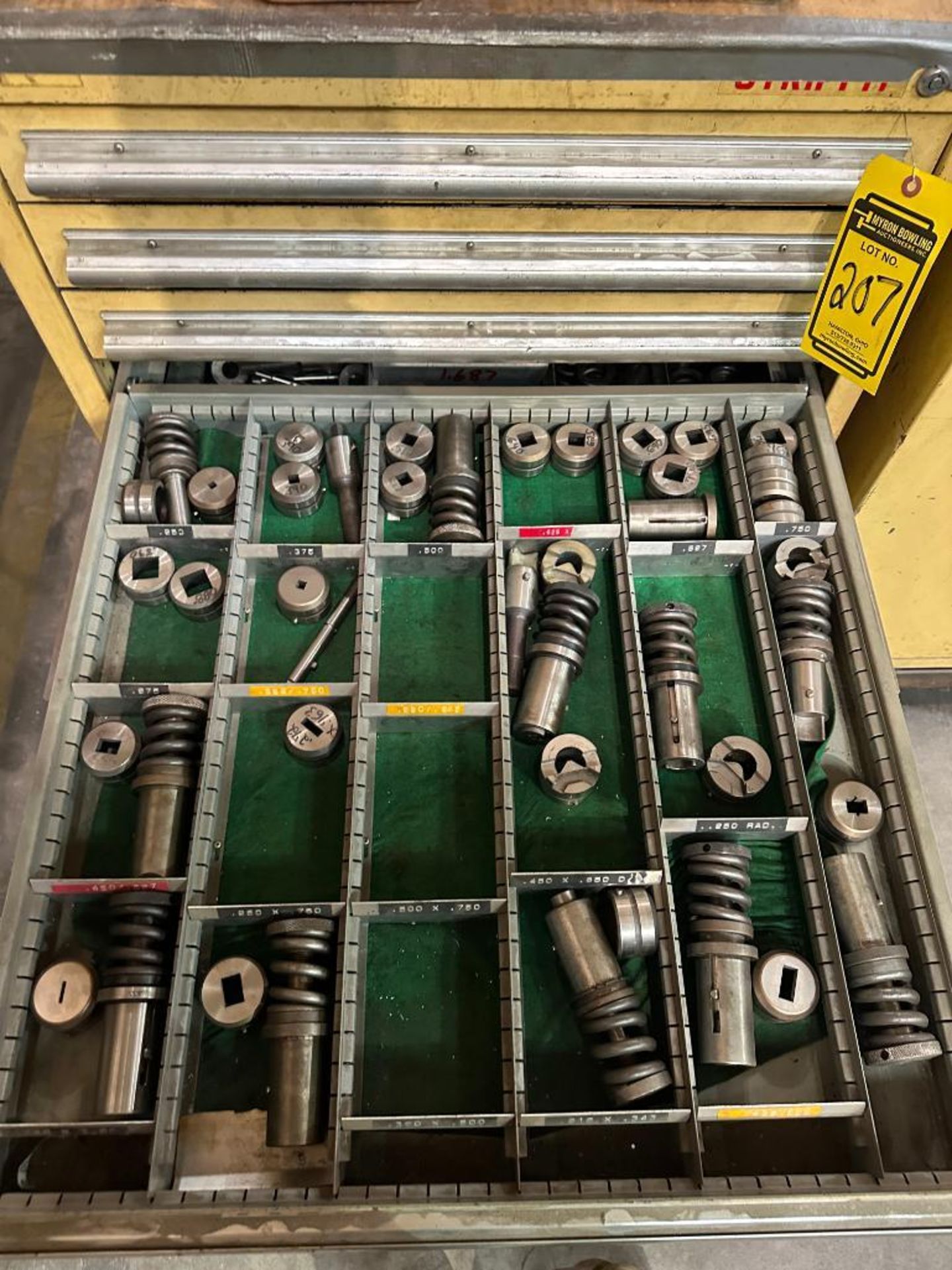 { Group of lots: 207, 208 } Cabinet of Strippit Tooling