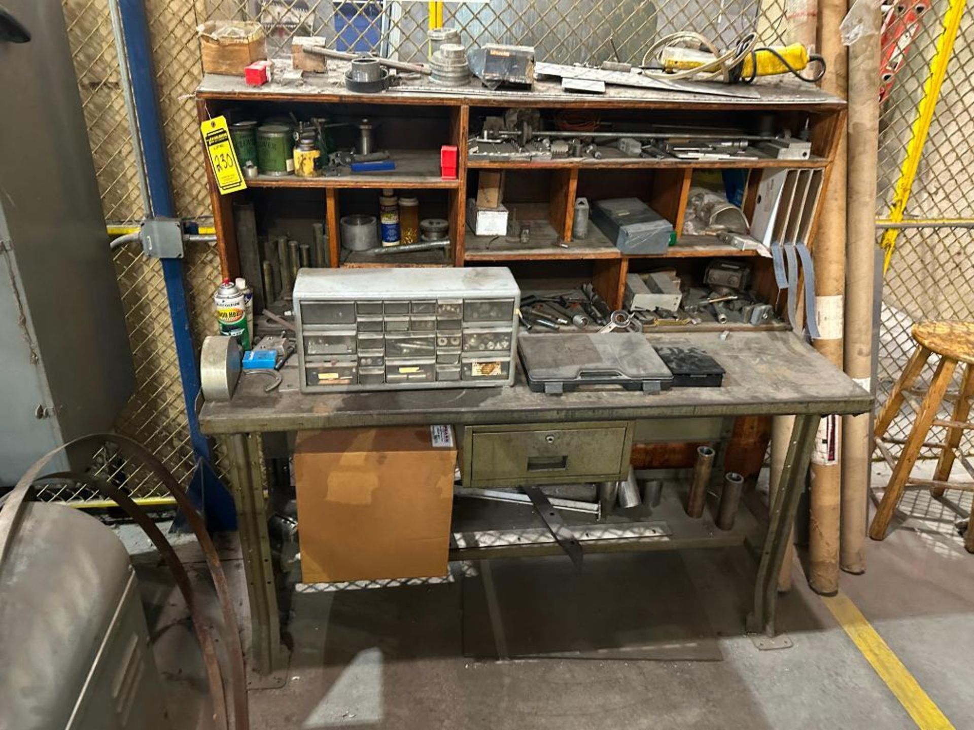 { Group of lots: 229, 230 } Metal Work Bench w/ Contents, Miscellaneous ...
