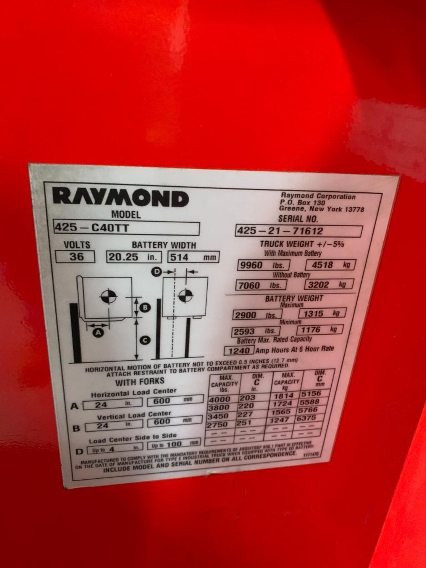 2021 Raymond 4,000 LB. Capacity Electric Stand-Up Forklift, Model 425 ...