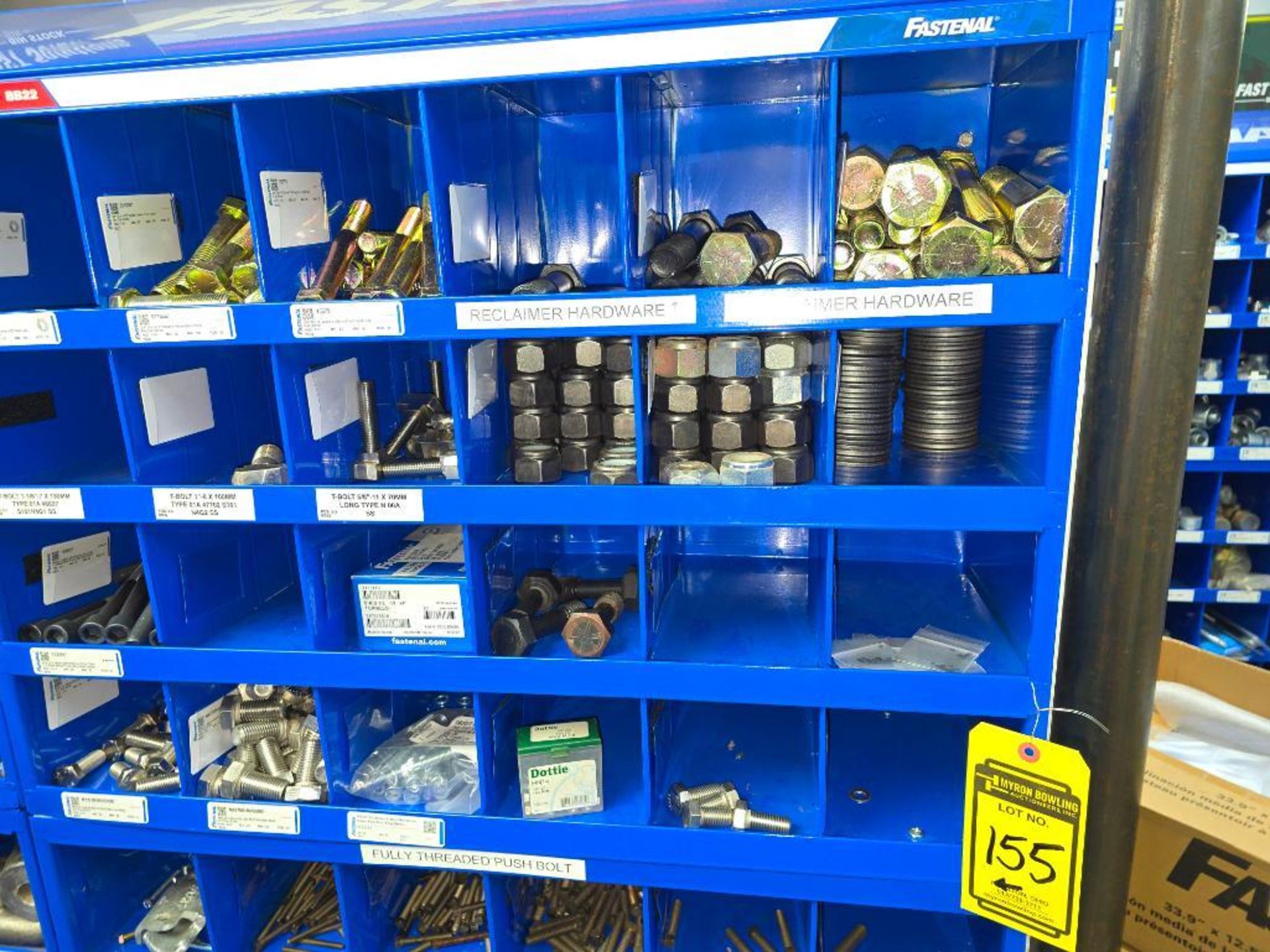 (22) Blue Pigeon-Hole Sections of Fastenal Parts & Hardware, (4) Boxes ...