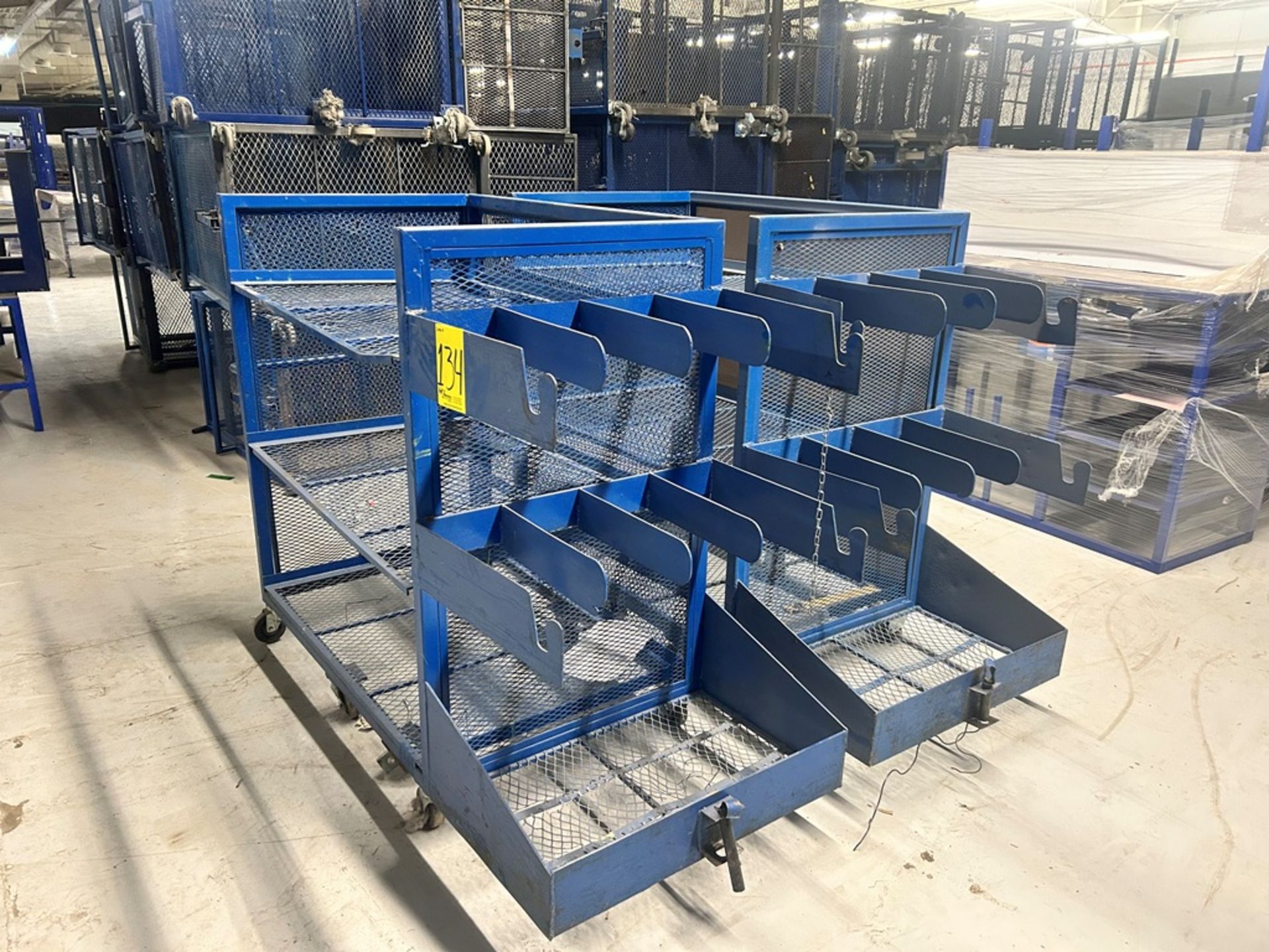 Lot of 6 Metal PTR Carts with mesh and 3 levels in blue color, with the ...
