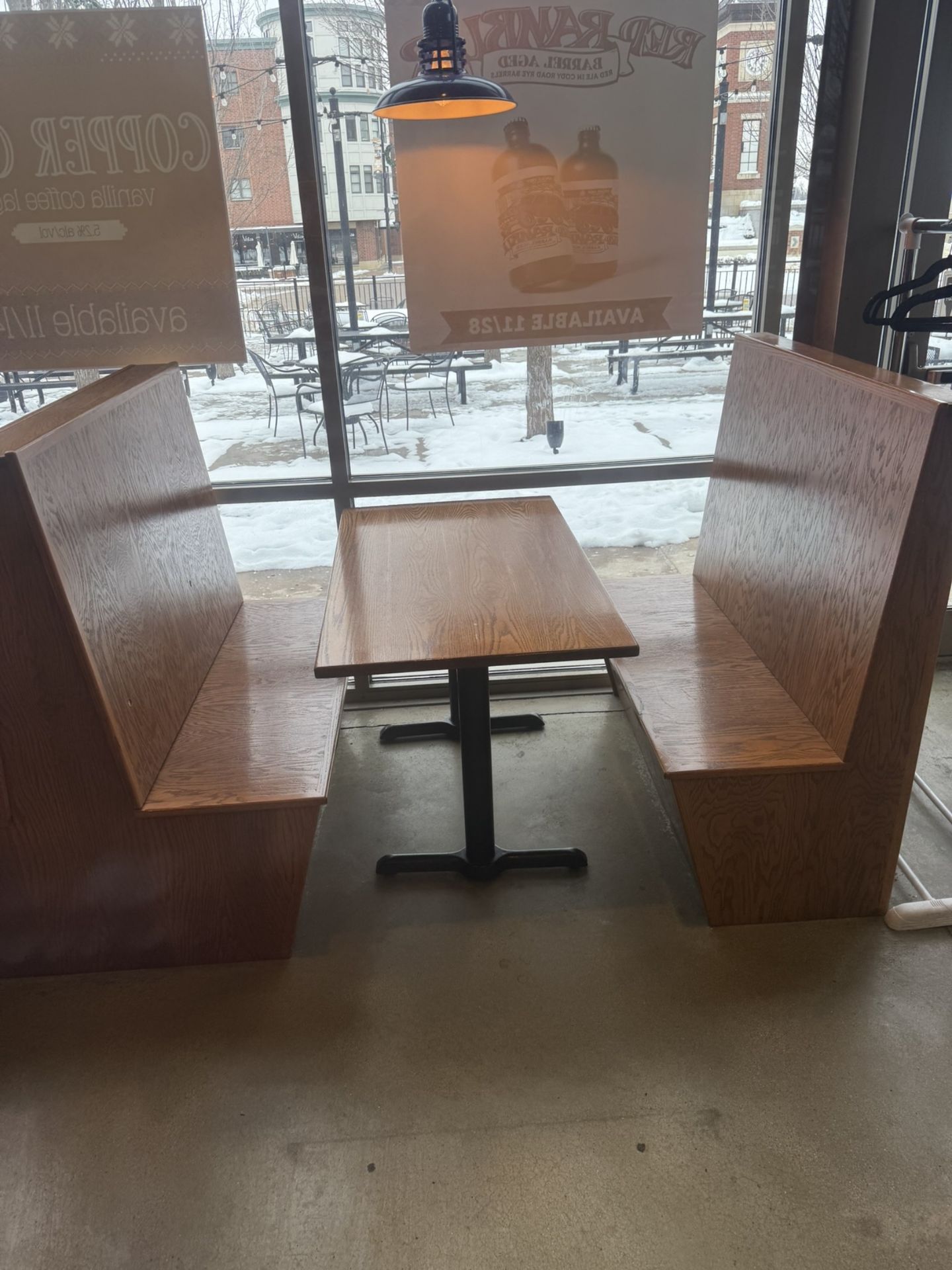 Wooden Restaurant Booth - Qty2 Booth Seats w/ Qty 1 Table- Approx 48" L ...