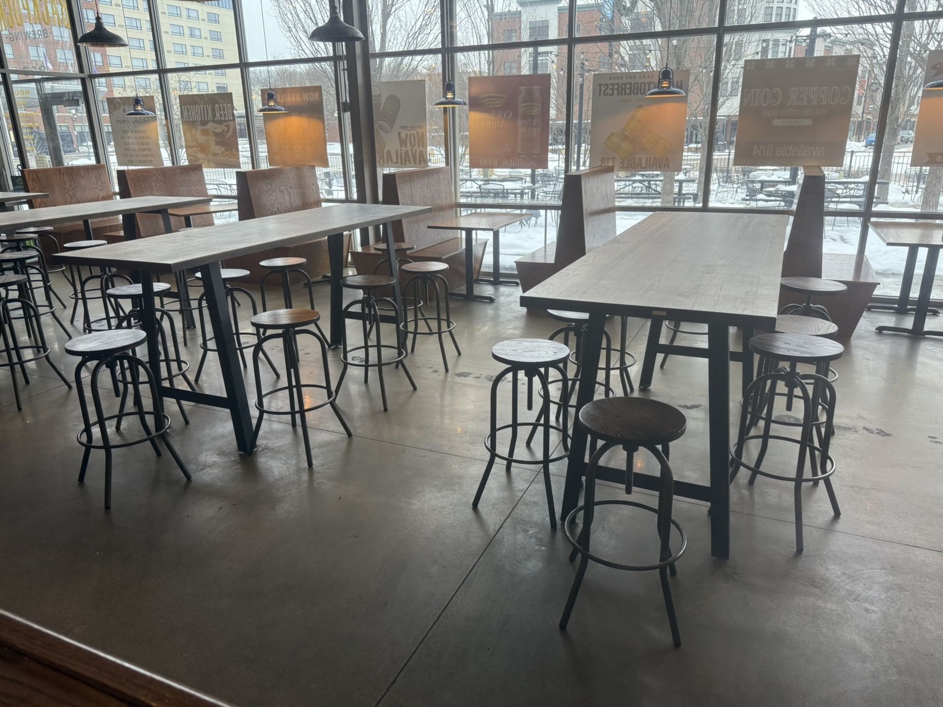Bar Height Tables with Bar Stools- Table- Wooden Top, Steel Frame- QTY ...