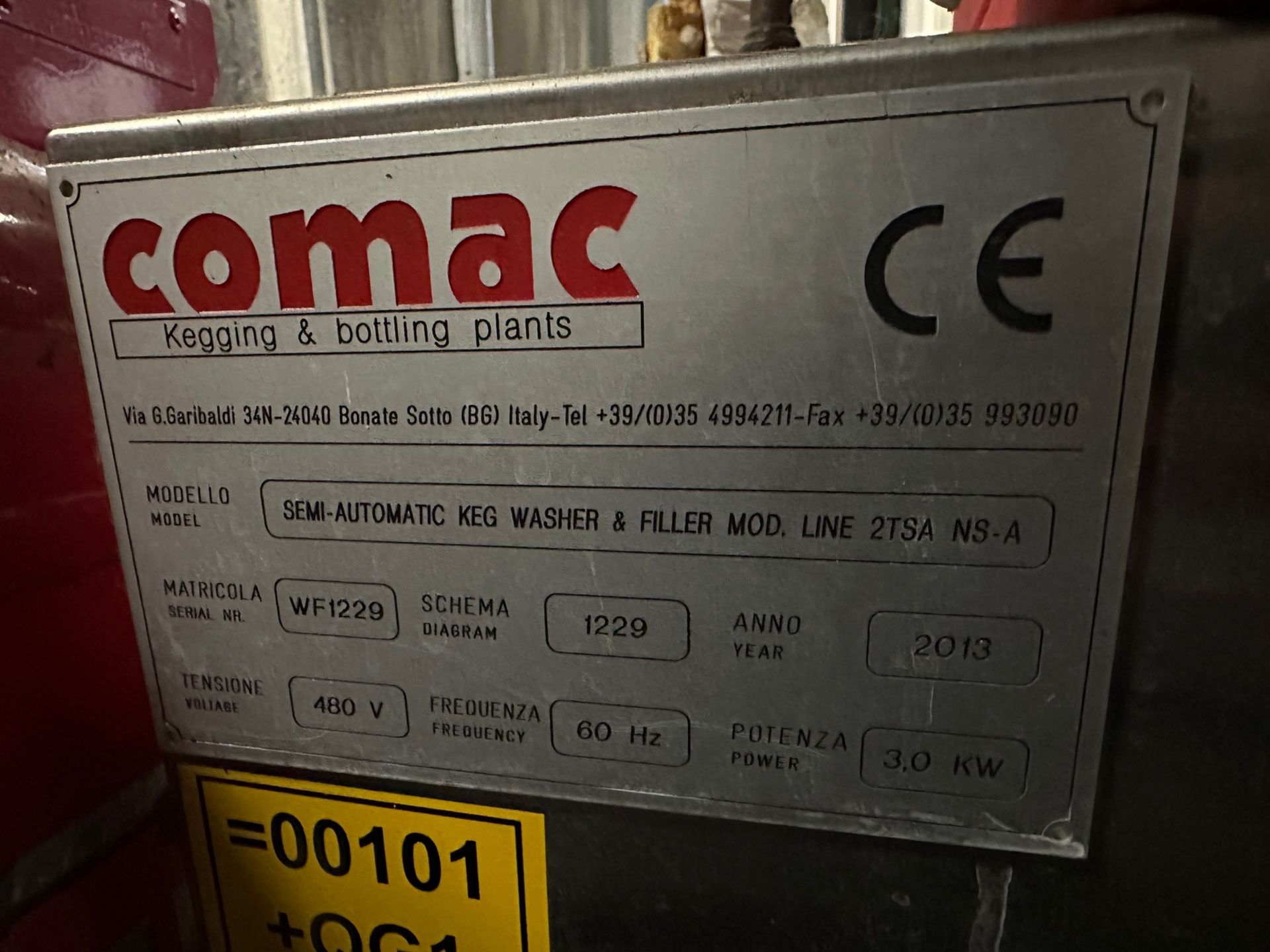 Comac Semi-Automatic Keg Washer and Filler MOD, Line 2TSA NS-A