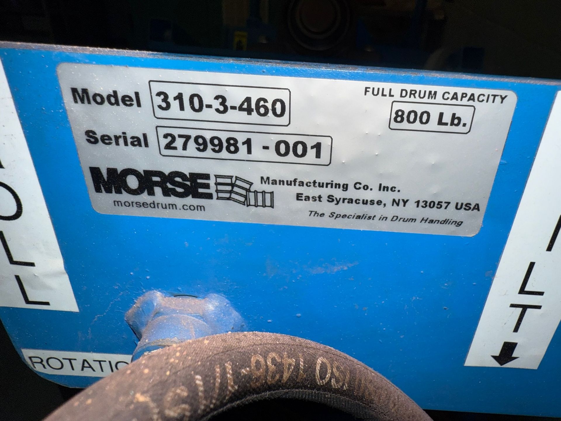 Morse Model 310-3-460 Tilt To Load Drum Tumbler, S/N: 279981-001
