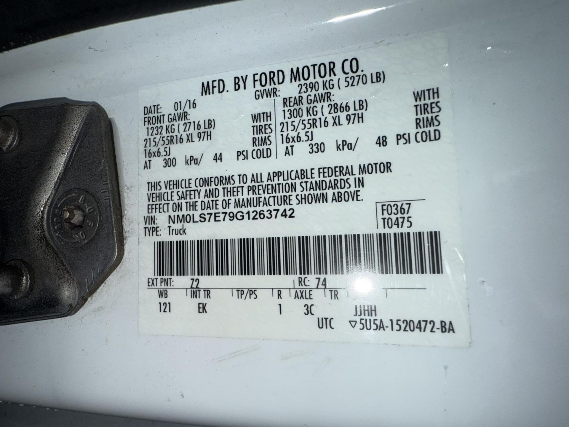 2016 Ford Transit Connect Cargo Van, 5,270 GVWR, approx 104,765 Miles ...