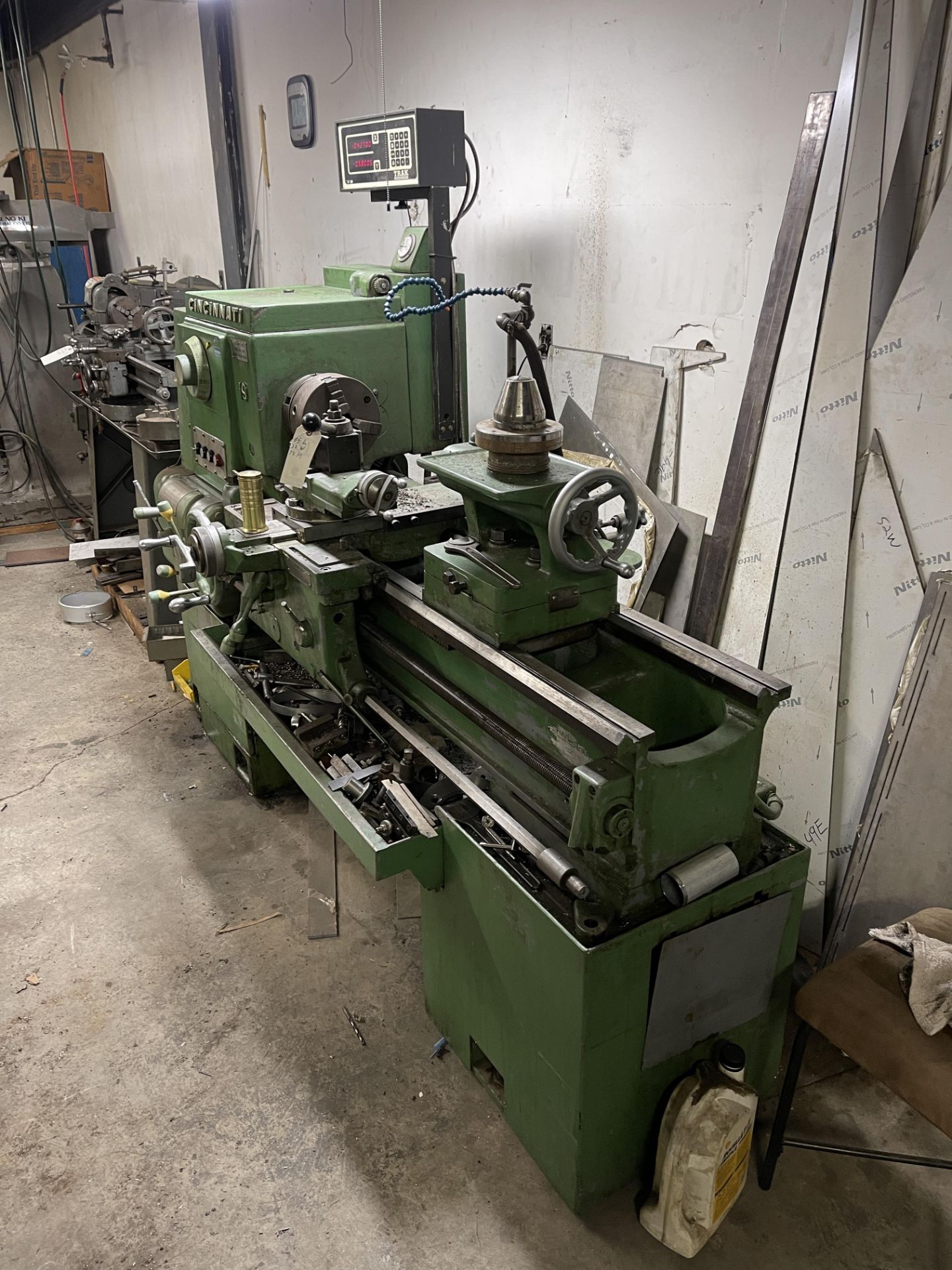 Cincinnati #19 Lathe, 53" Bed w/Trak 2 Axis Readout & Control Panel S/N ...