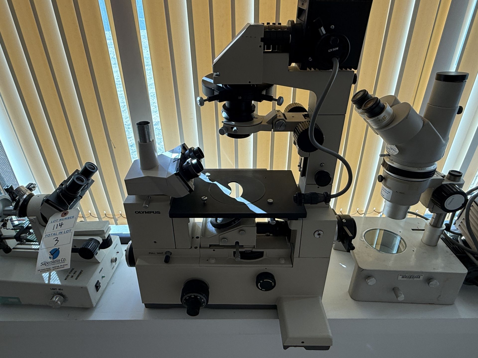 (3) Asst. As-Is Microscopes C/O Nikon, Olympus and Narishige ...