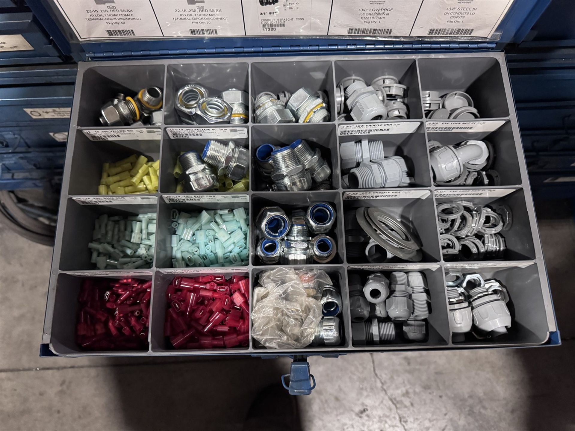 Lot of (4) Slide Out Drawer Hardware Cubbies w/ Contents Including ...