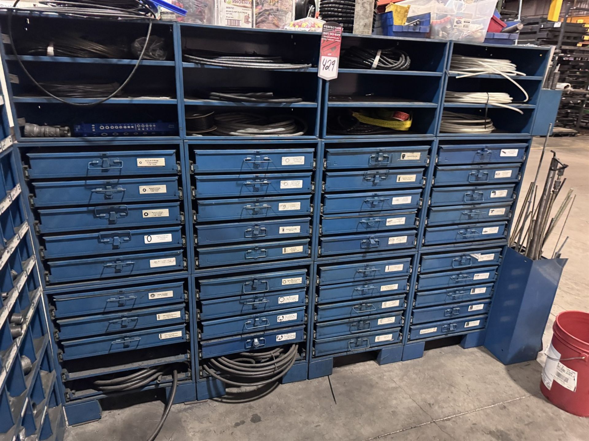 Lot of (4) Slide Out Drawer Hardware Cubbies w/ Contents Including ...