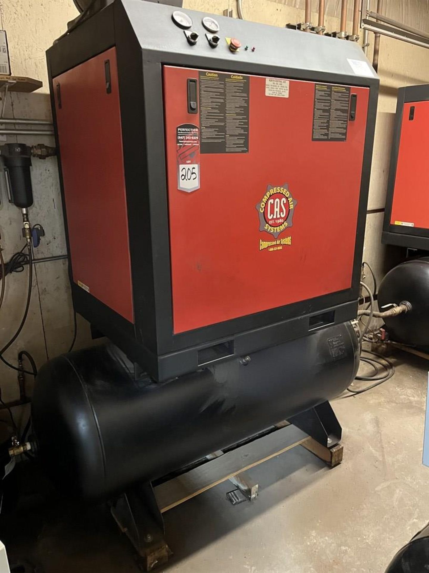 CAS RS153ENC3-SE 15 hp Tank Mount Air Compressor, s/n 20110190, 200 PSI ...