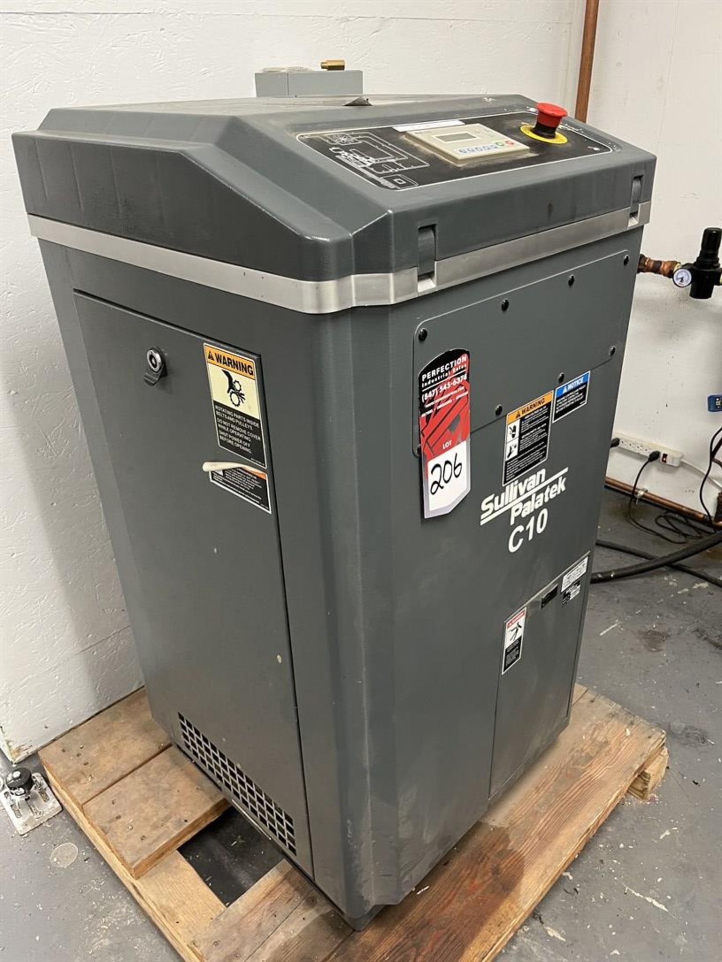 SULLIVAN PALATEK C10 Air Compressor, s/n 21CE002023, 174 Max PSIG, 1 ...