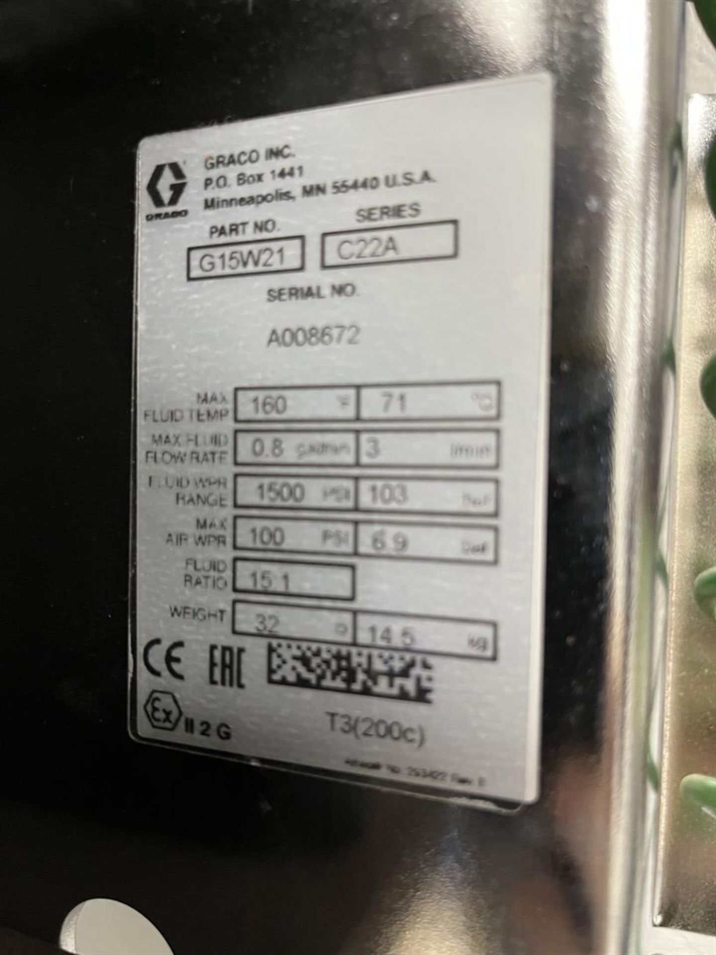 GRACO MERKUR Series C22A Spray Package, Series C22A s/n A008672 w ...