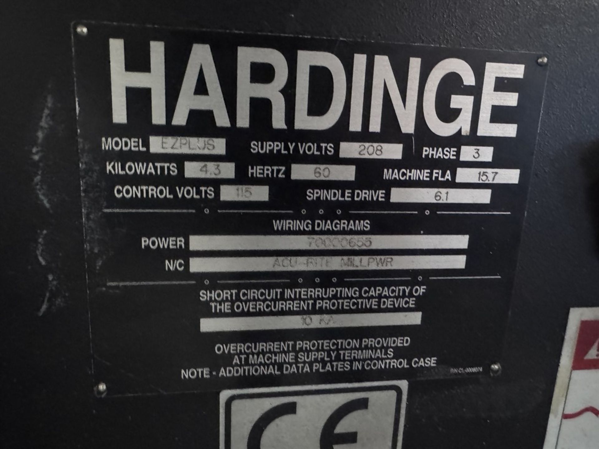BRIDGEPORT HARDINGE EZ Plus Milling Machine, s/n HDNG2886MP, EZ Plus ...