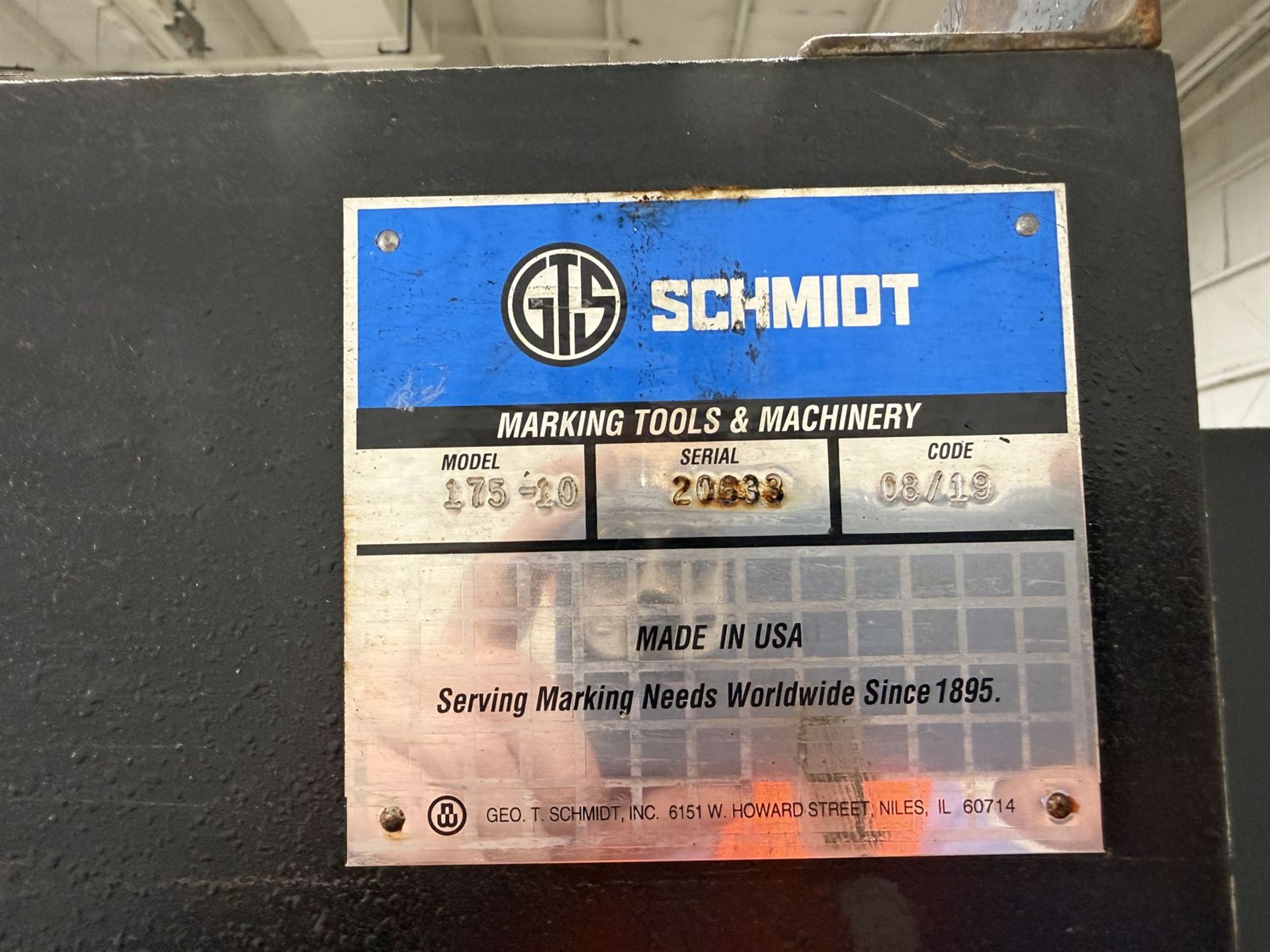 2019 Geo T Schmidt Model 175-10 Roll Marking Machine, s/n 20633 ...