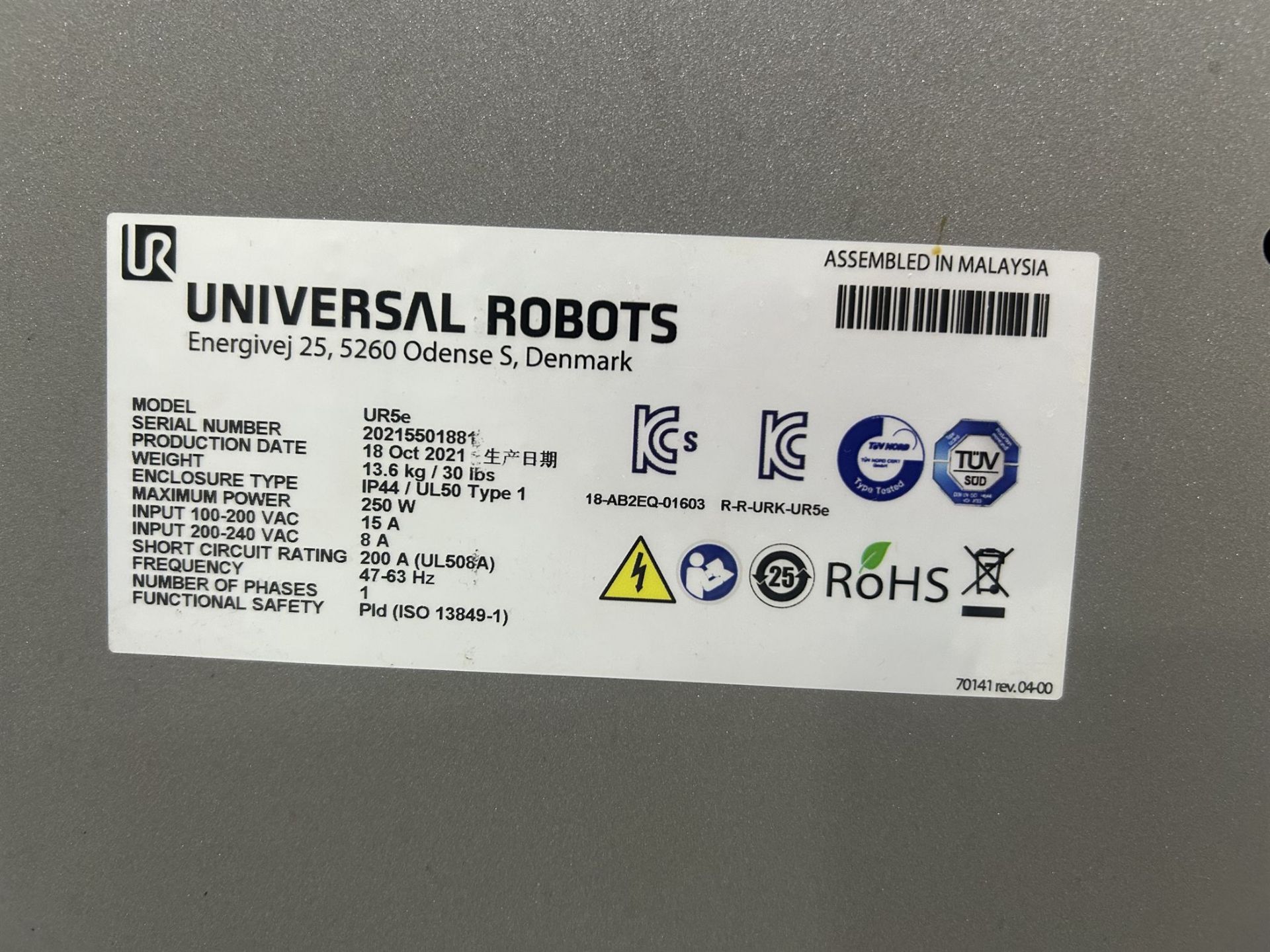 2021 UNIVERSAL ROBOTS UR5e CoBot & Stand, s/n 20215501881, w/ 2024 ...