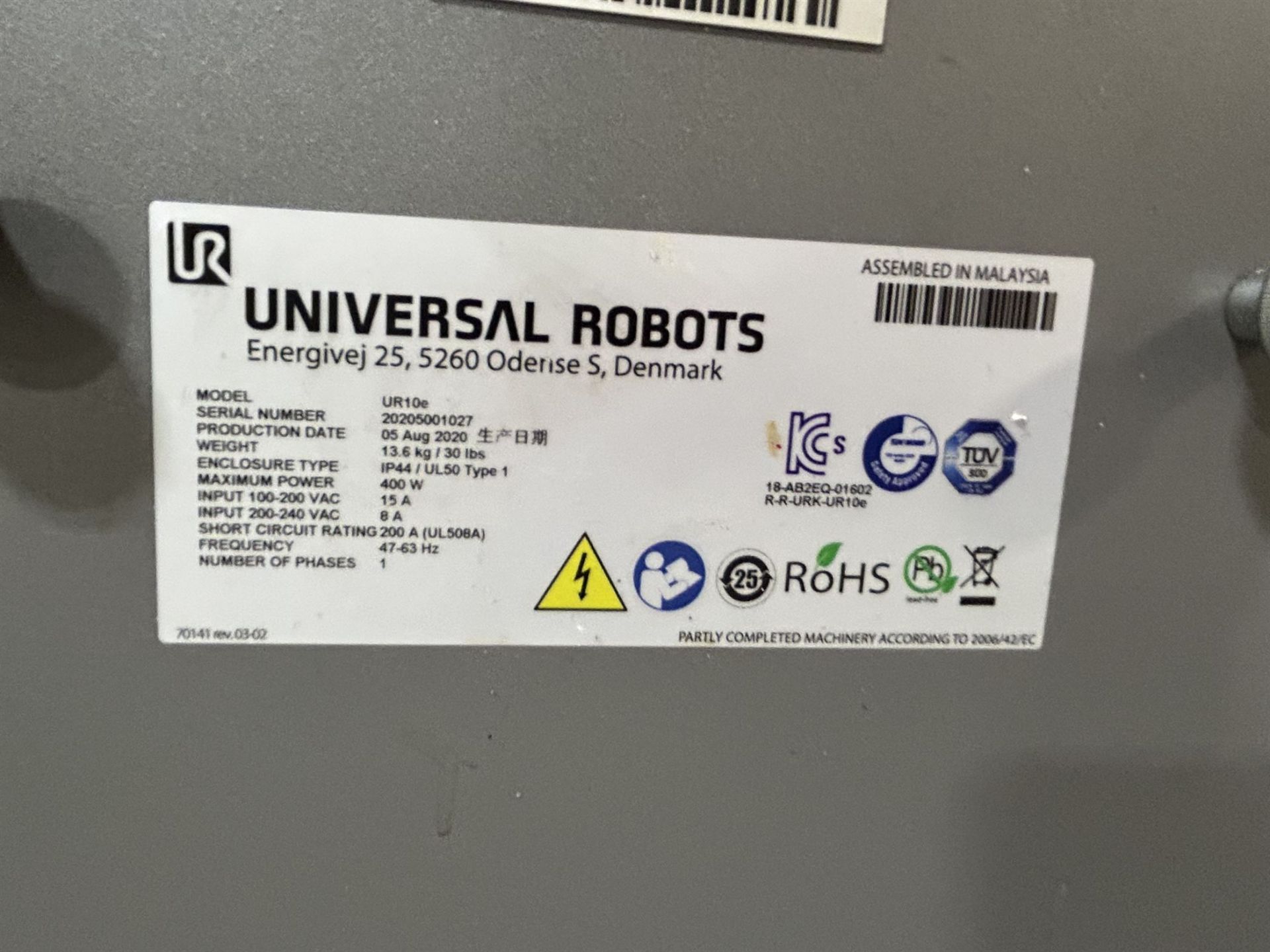 2020 UNIVERSAL ROBOTS UR10e CoBot & Stand, s/n 20205001027 w/ 2023 ...
