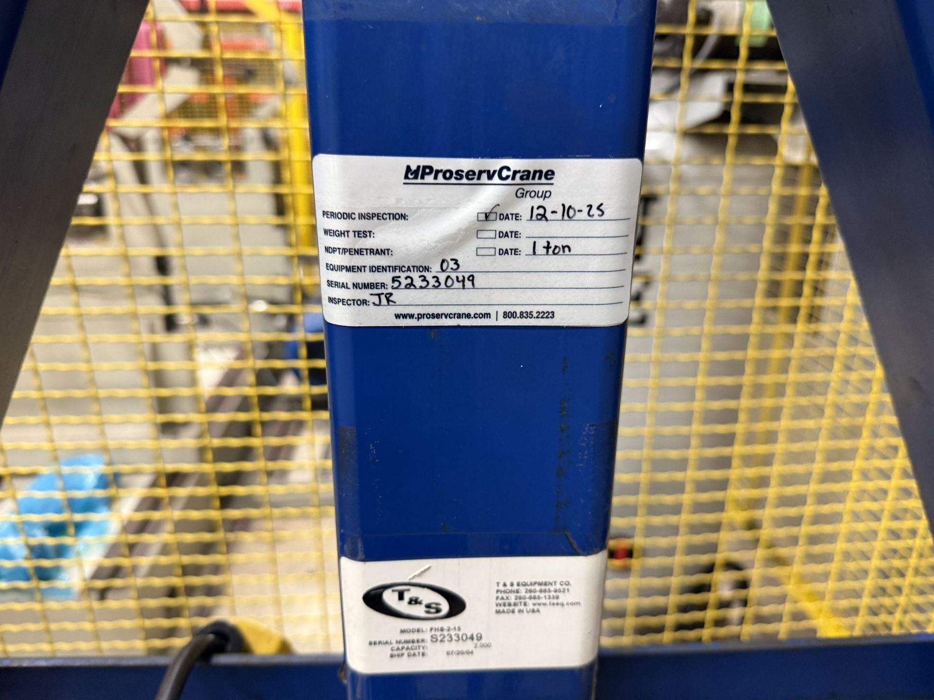 VESTIL 1 Ton Traveling Gantry Crane, 168" Between Uprights, 100" Max ...