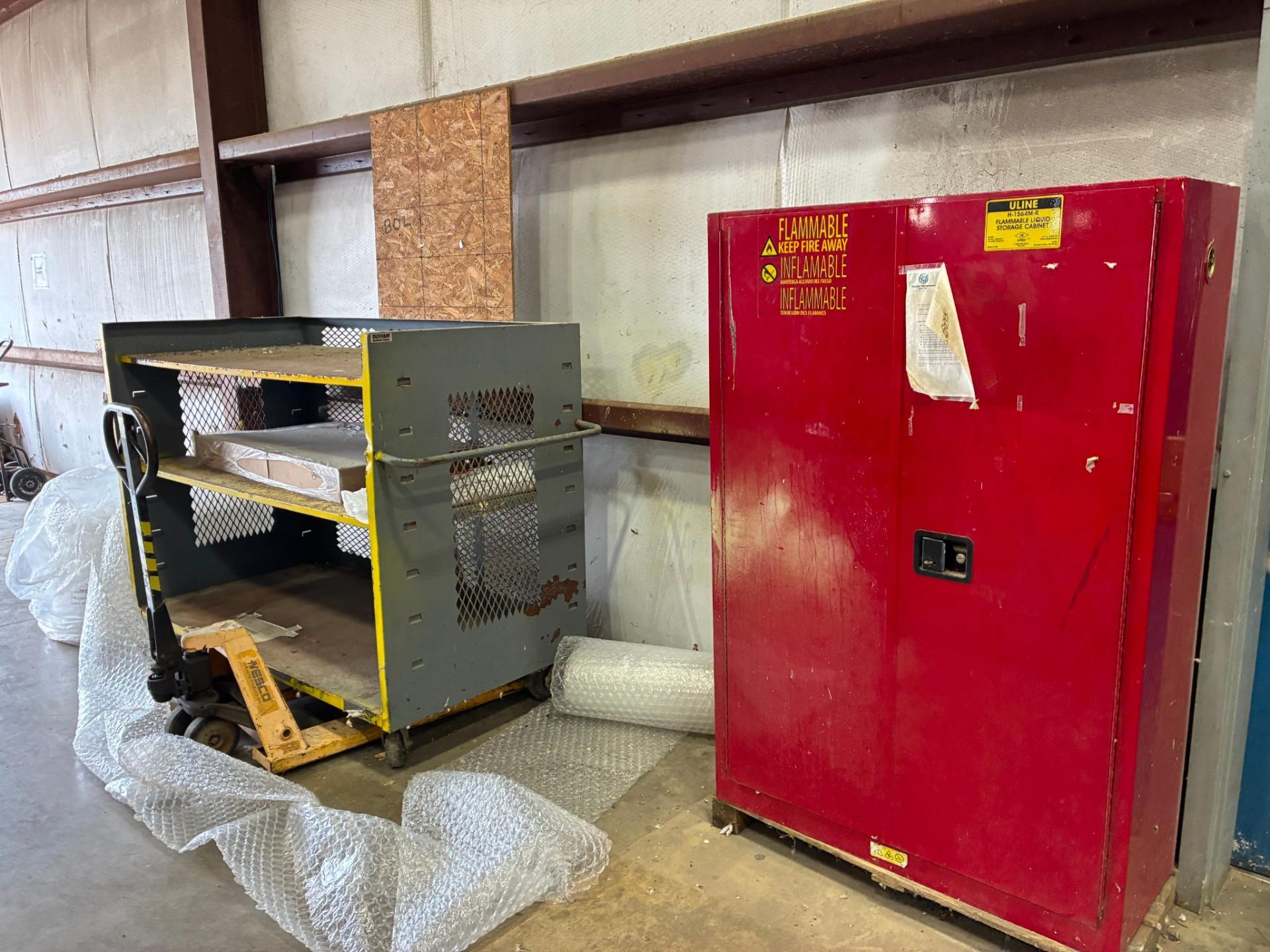 LOT OF SHIPPING & RECEIVING SUPPLIES: rack, carts & cabinets (Note ...
